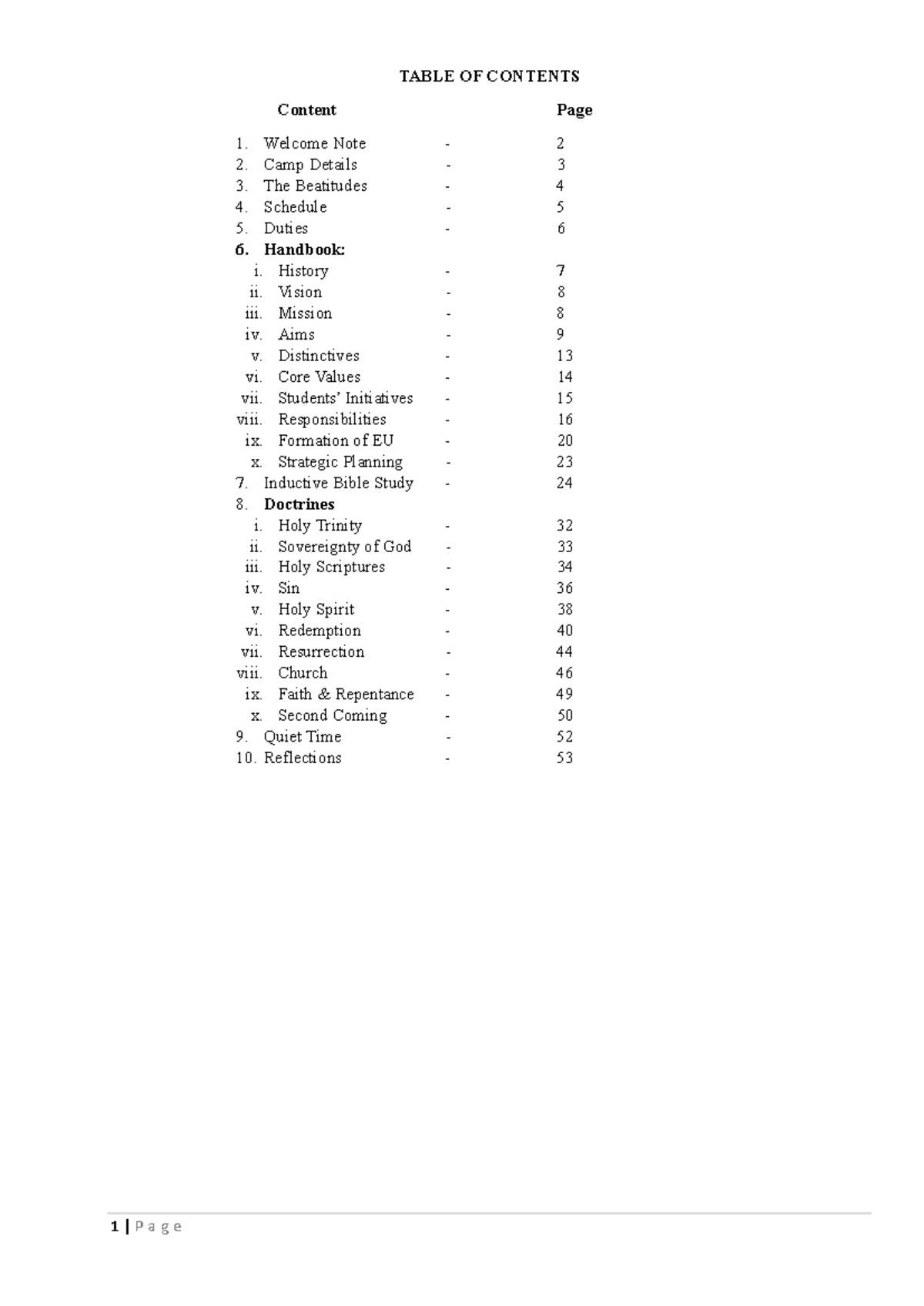 18th CMTC Spiral notes - for leaders - TABLE OF CONTENTS Welcome Note ...