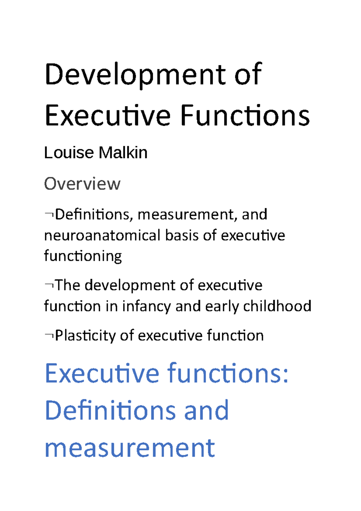 Development of Executive Functions - Development of Executive Functions ...