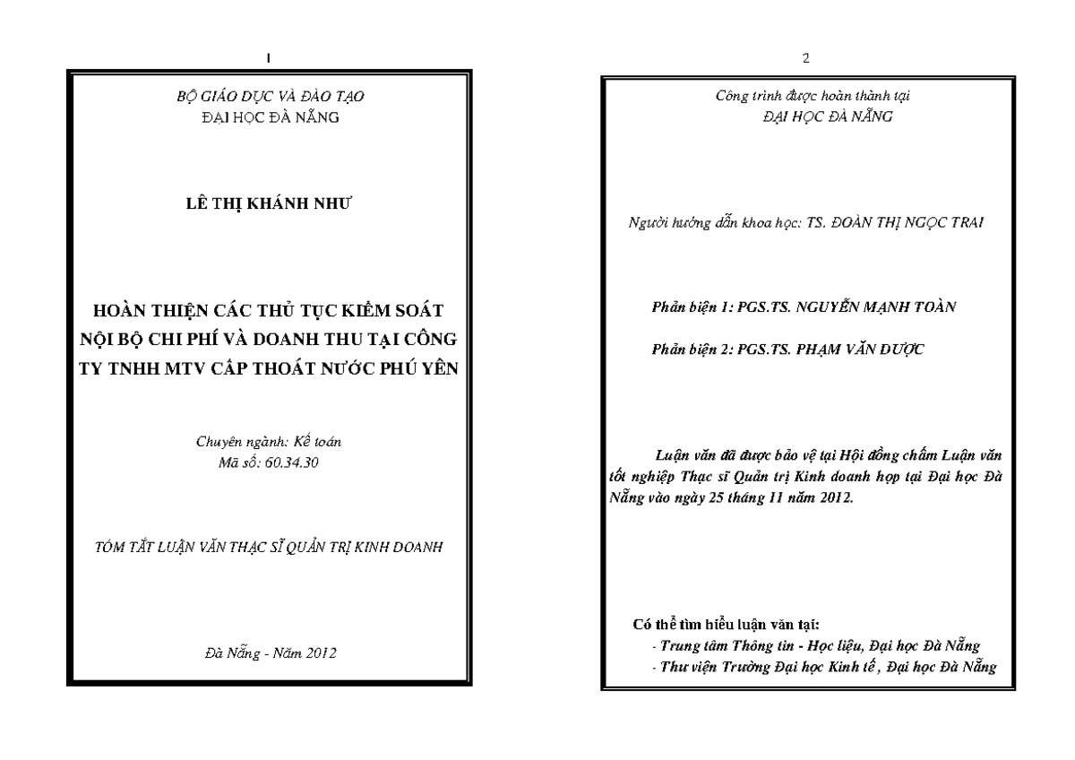 Chi phi de tai lien quan - ke toan qua tri chi phi bai tap - B GIÁO D C VÀ ĐÀO T O Đ I H C ĐÀ N ...