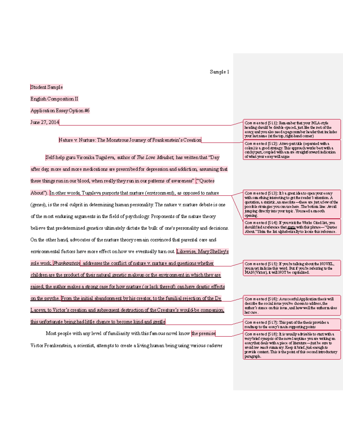 Application Sample 1 - Student Sample English Composition II ...
