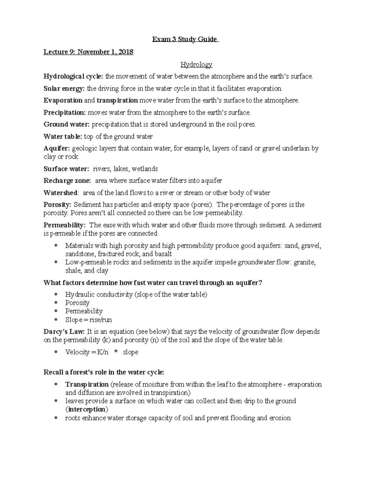 Earth Science Notes Part 3 - Exam 3 Study Guide Lecture 9: November 1 ...