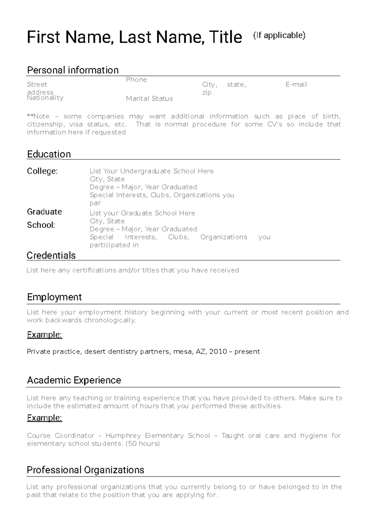 Grey Simple Resume-WPS Office - First Name, Last Name, Title (If ...