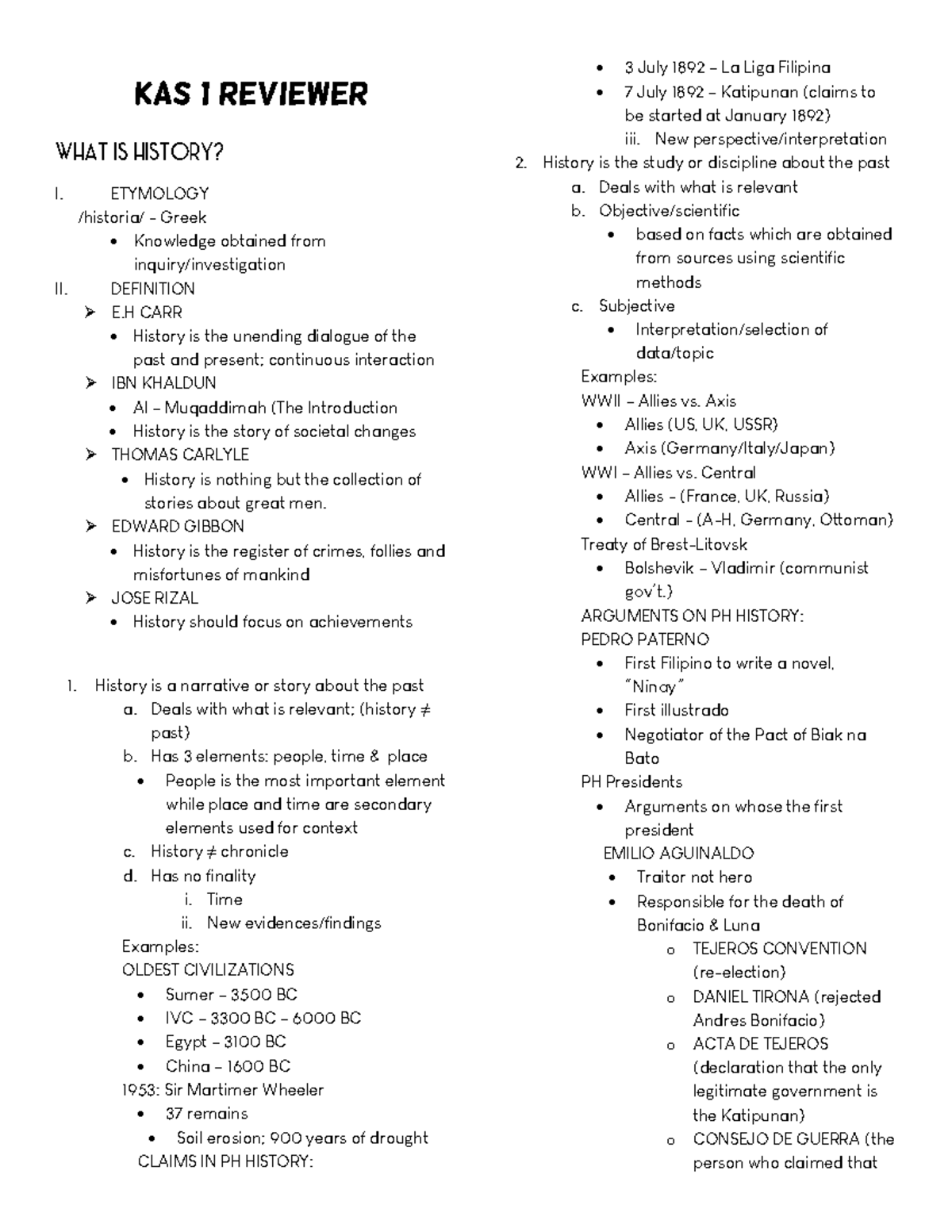 KAS 1 LE1 REVIEWER - KAS 1 REVIEWER I. ETYMOLOGY Greek Knowledge ...