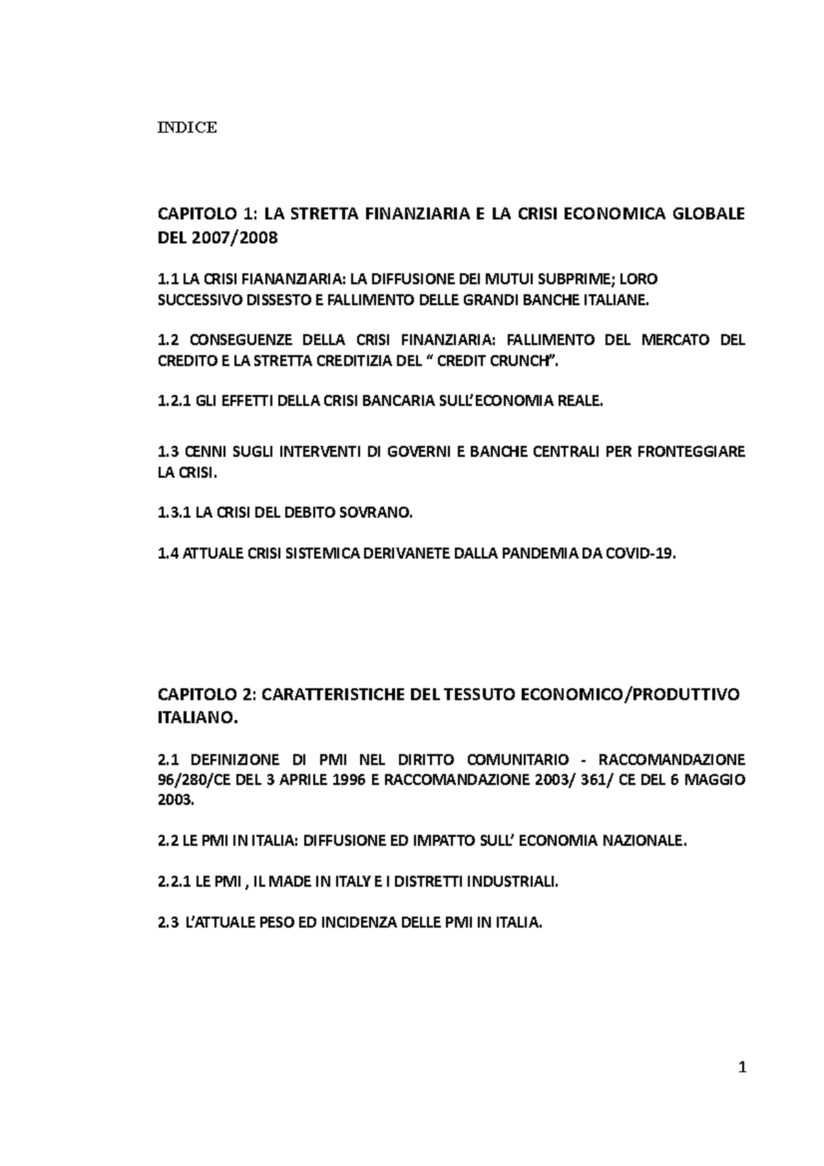3 Capitoli Ultimati tesi in scienze delle finanze - INDICE CAPITOLO 1 ...