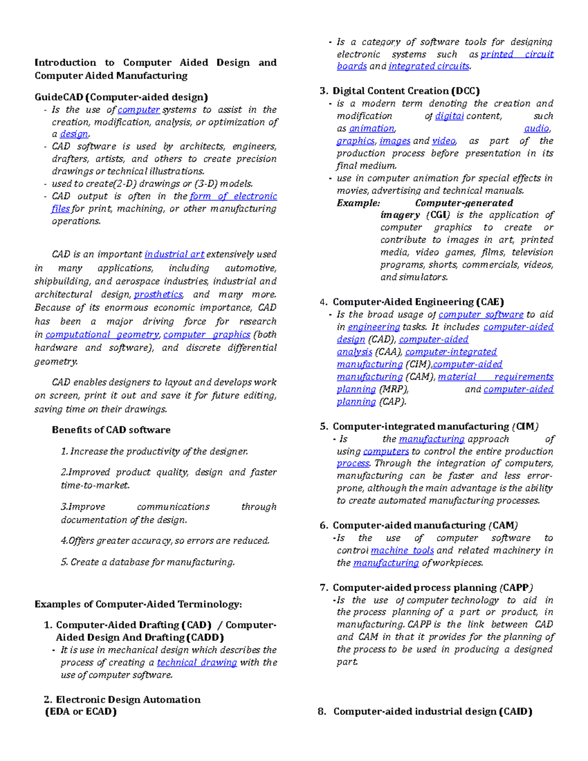 Module introduction to autocad - Introduction to Computer Aided Design ...