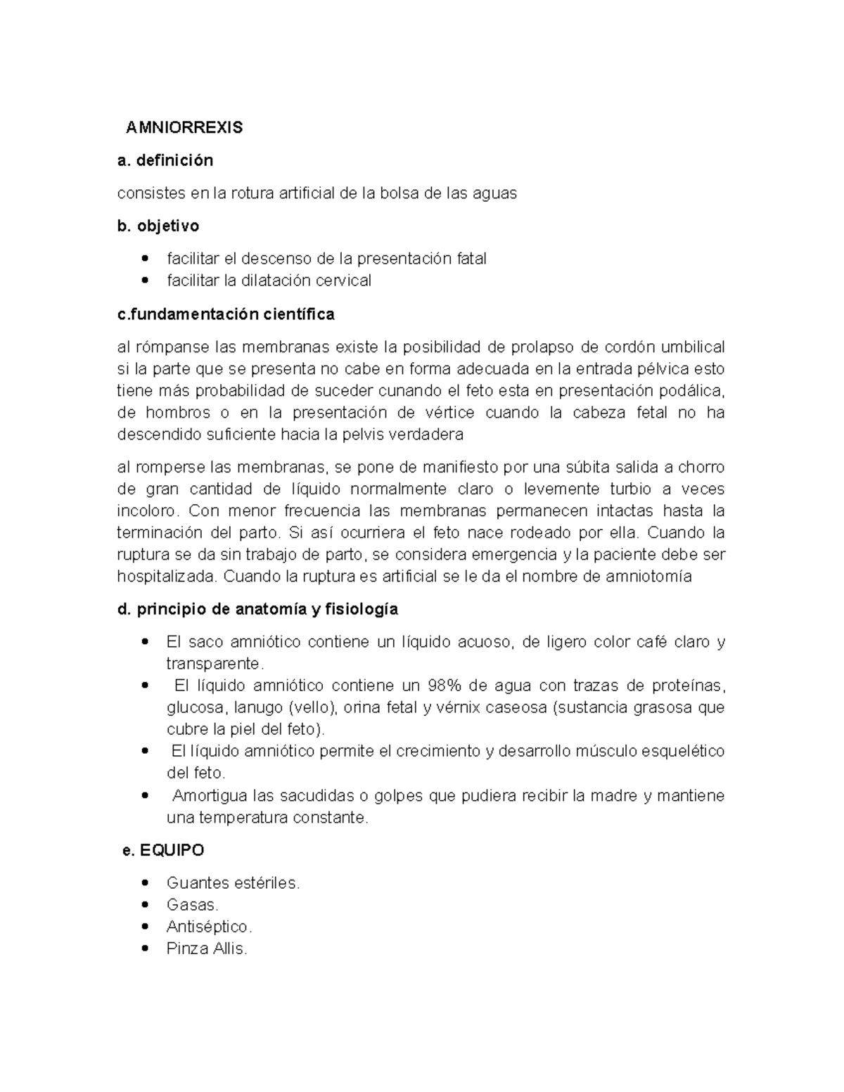 Amniorrexis - AMNIORREXIS a. definición consistes en la rotura ...