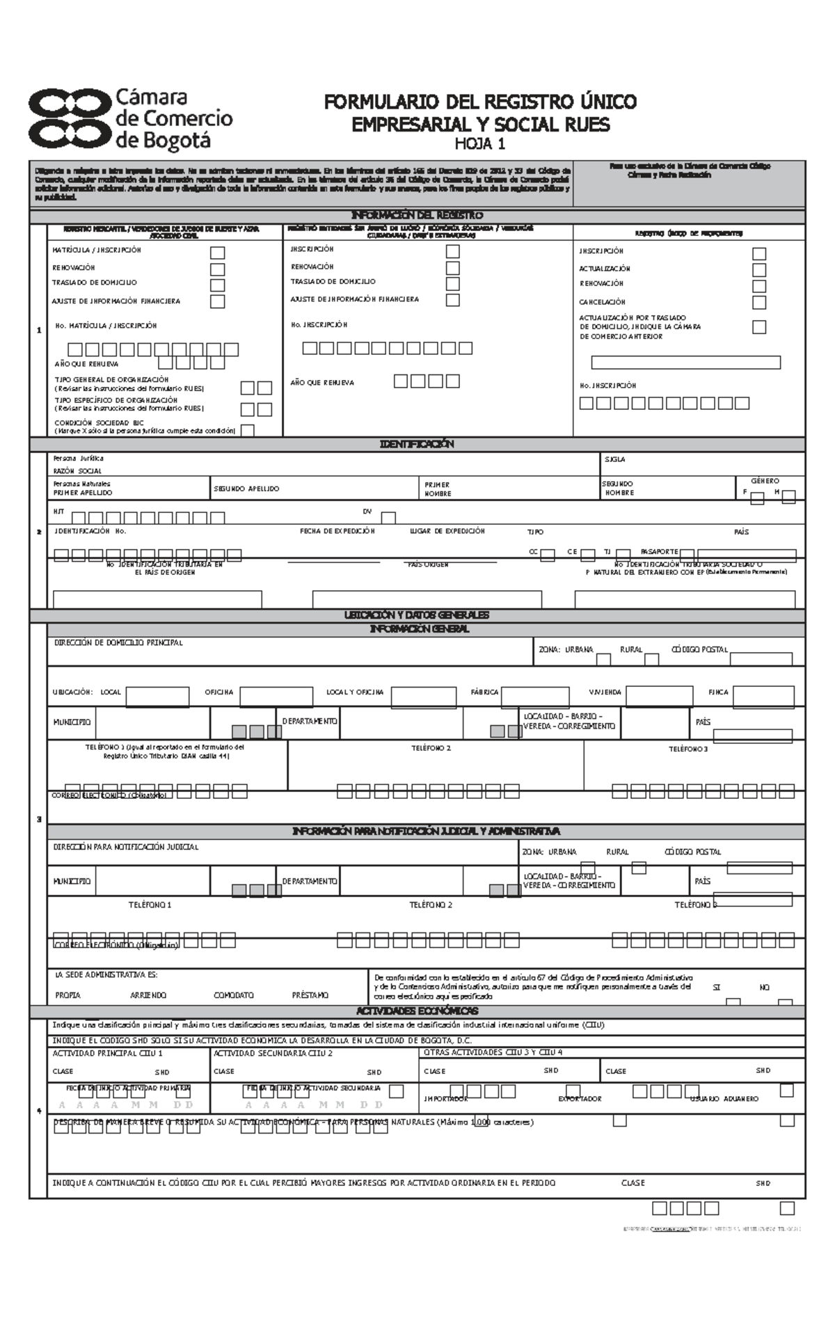 Formulario RUES sept26ajustado-3-4 - FORMULARIO DEL REGISTRO ÚNICO EMPRESARIAL Y SOCIAL RUES ...