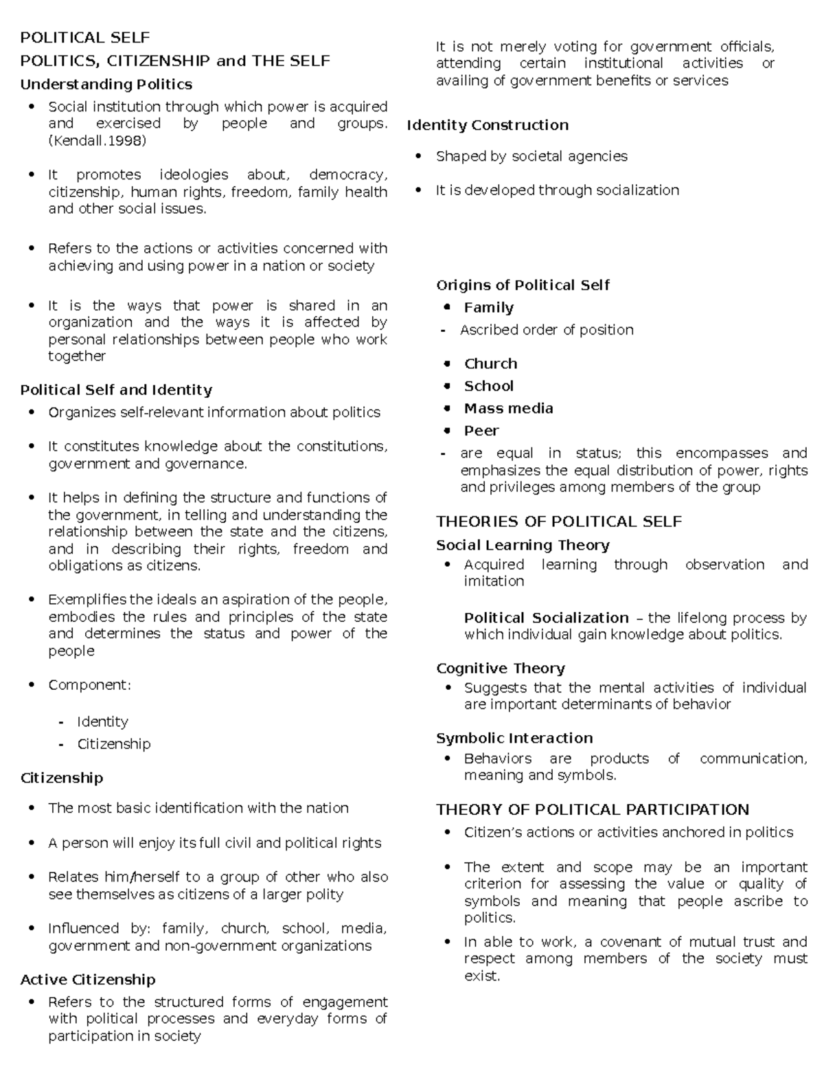 Political-SELF - Ms. Sundae - POLITICAL SELF POLITICS, CITIZENSHIP and ...
