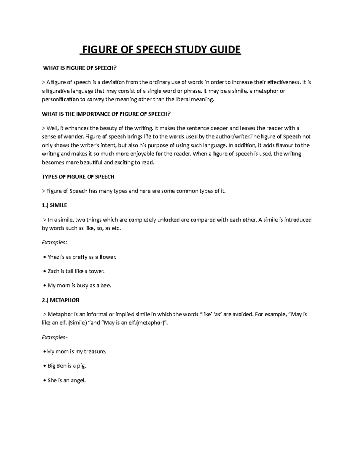 FIGURE OF SPEECH LECTURE NOTES. - Basic English Course 2 - PUP - Studocu