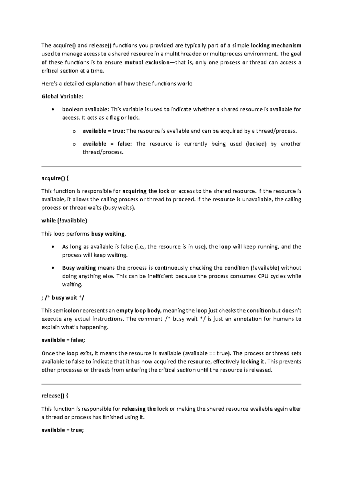 Mutex Aquire and release - The acquire() and release() functions you ...
