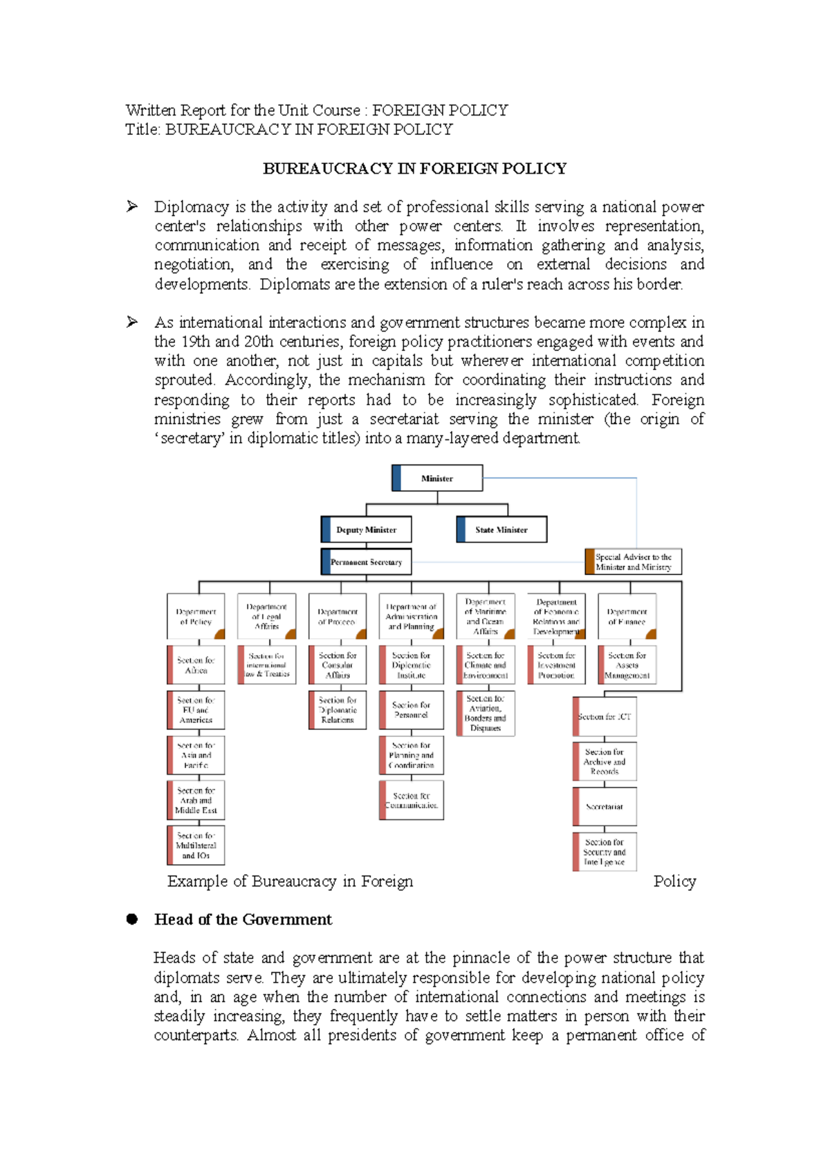 Written Report on the Bureaucracy in Foreign Policy - Written Report ...