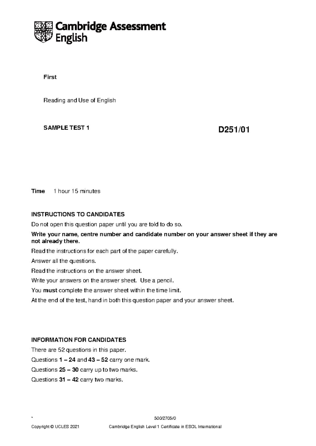 B2 First sample paper 1 RUE - First Reading and Use of English SAMPLE ...