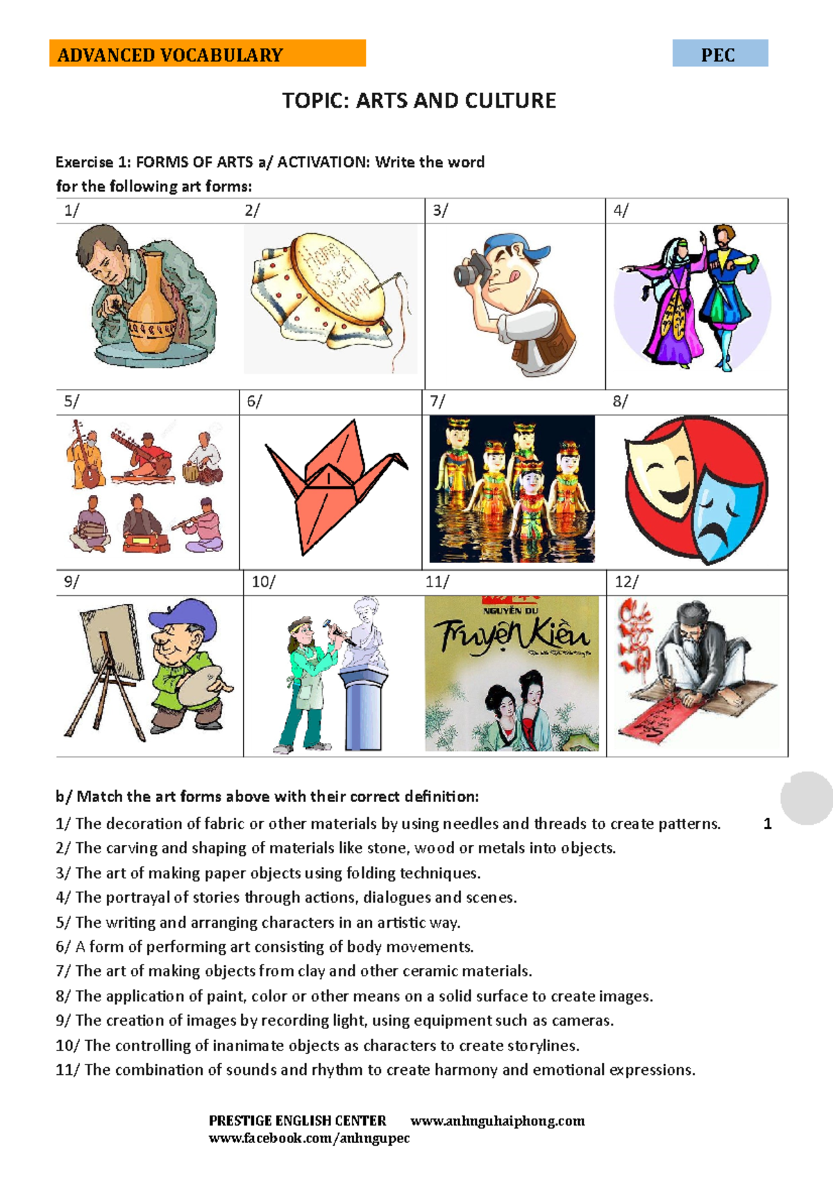 Lesson 10 Arts and Culture - TOPIC: ARTS AND CULTURE Exercise 1: FORMS ...