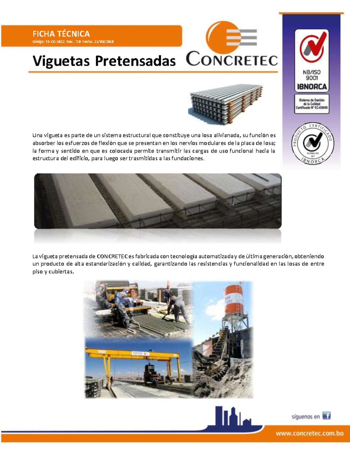 Viguetas Concretec - Warning: TT: undefined function: 32 Código: ES-CC-1022 Rev.: 7 Fecha: 21/03 ...