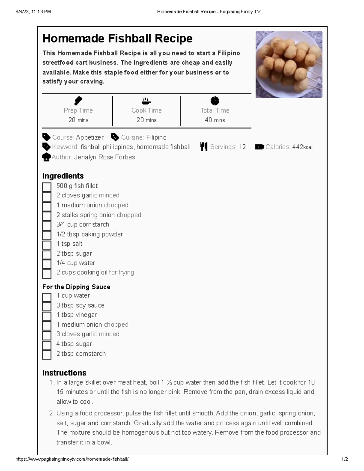 Homemade Fishball Recipe - The ingredients are cheap and easily ...