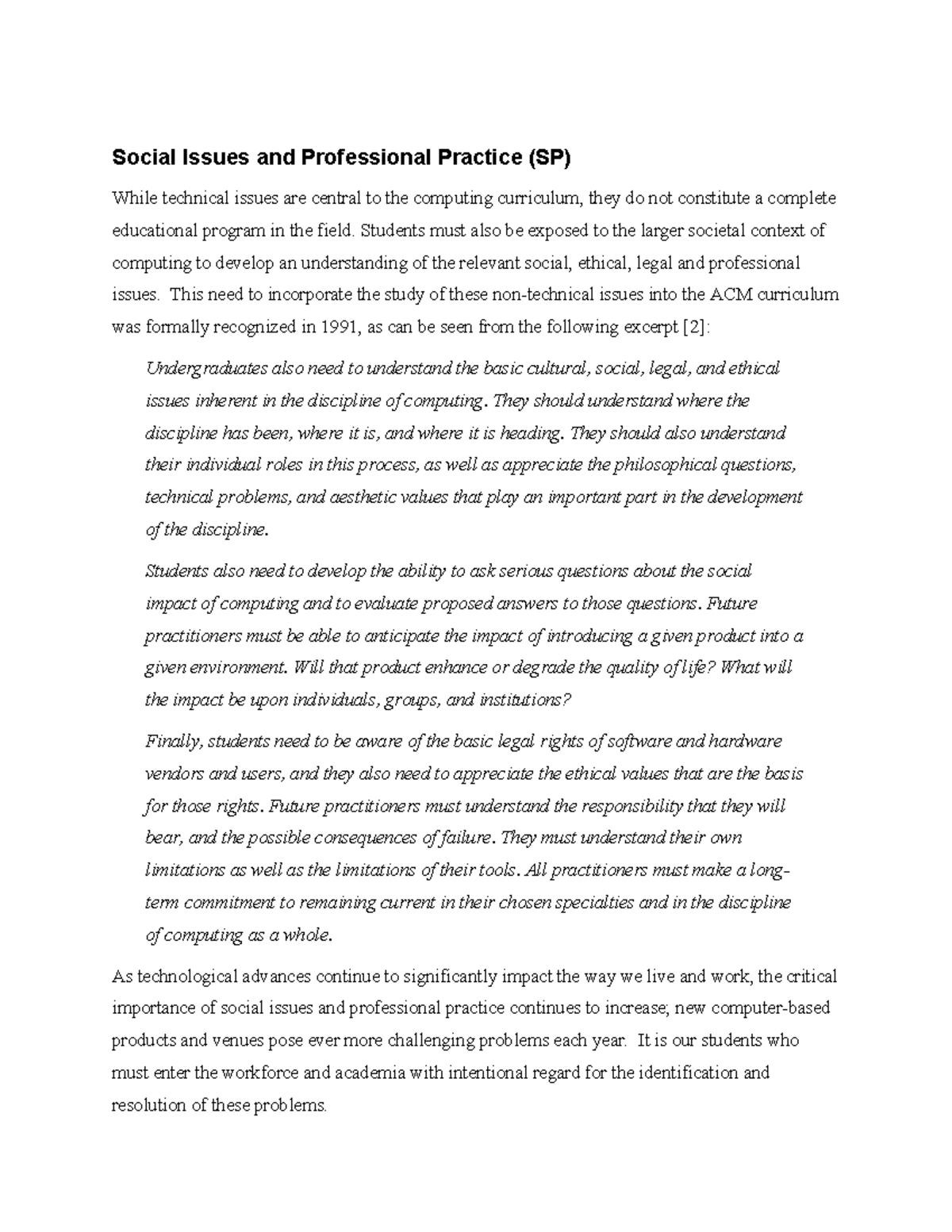 SP BOK - Social issue and professional practices - Social Issues and ...