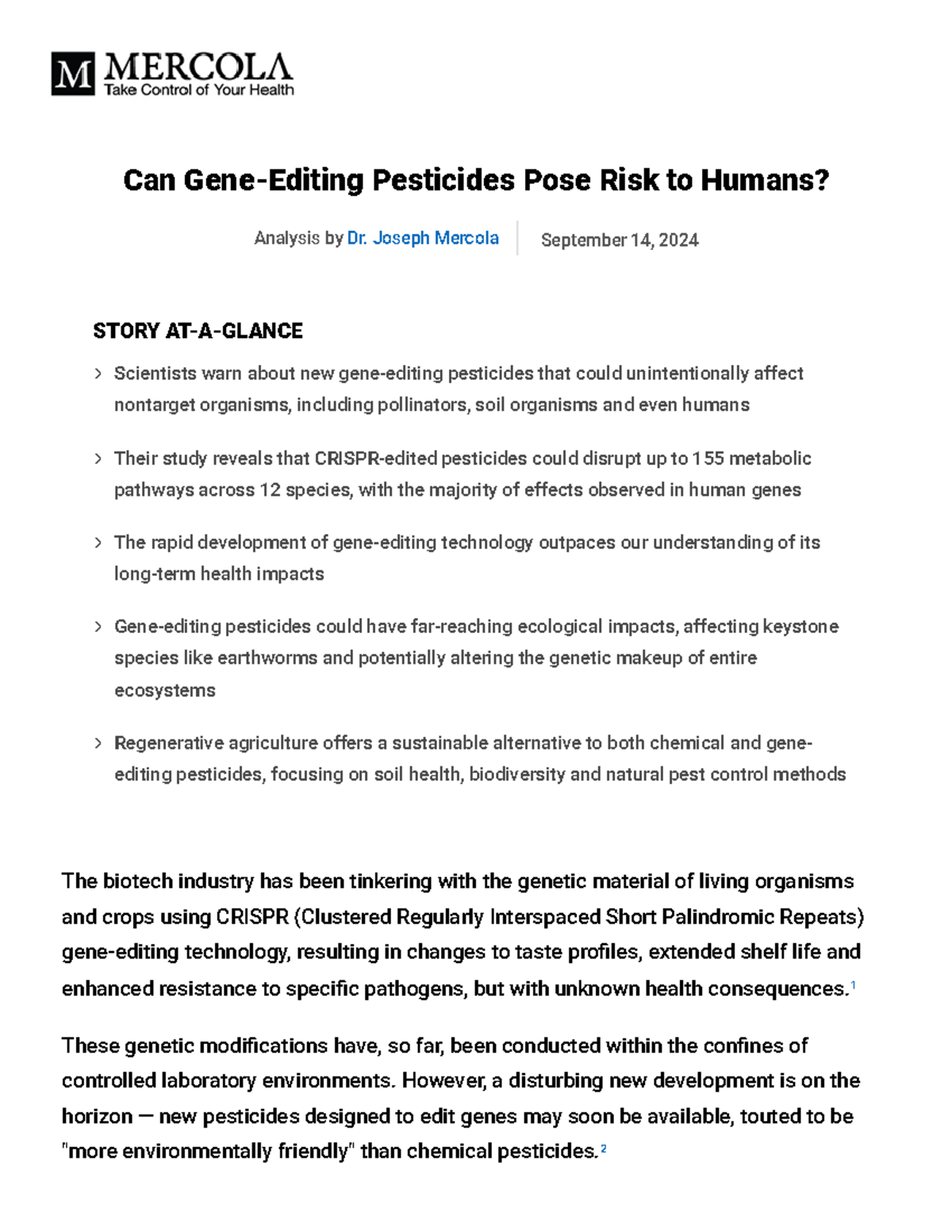 Can gene editing pesticides pose risk humans pdf - STORY AT-A-GLANCE ...