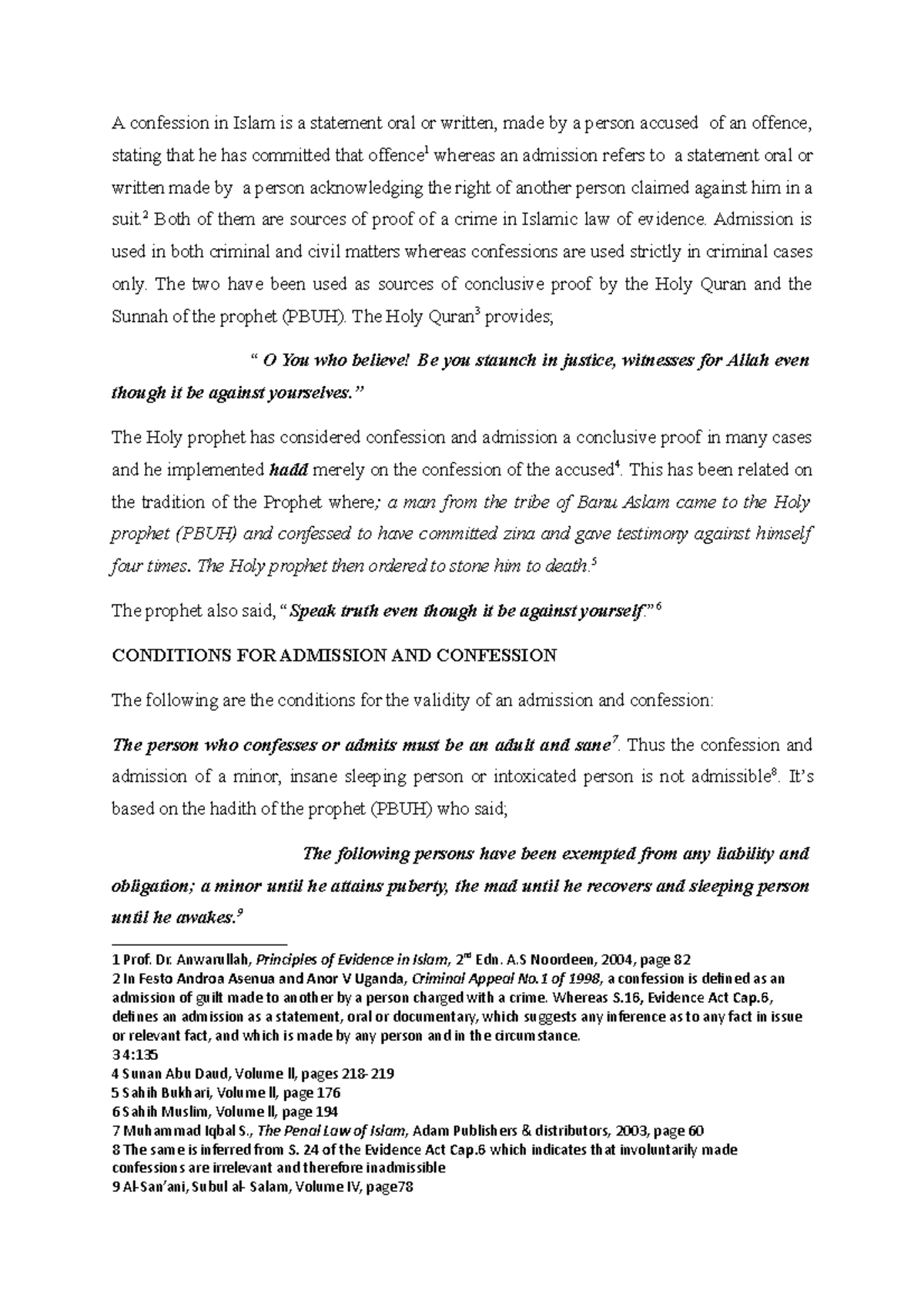 A confession in islamic law of evidence - A confession in Islam is a ...