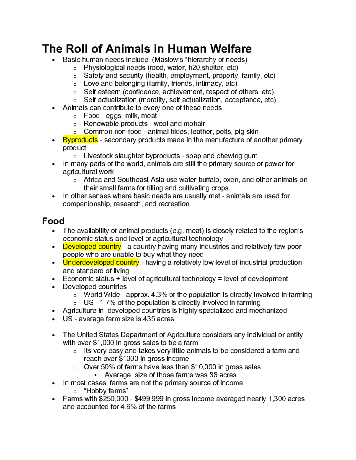 Animal science 114 notes - The Roll of Animals in Human Welfare • Basic ...