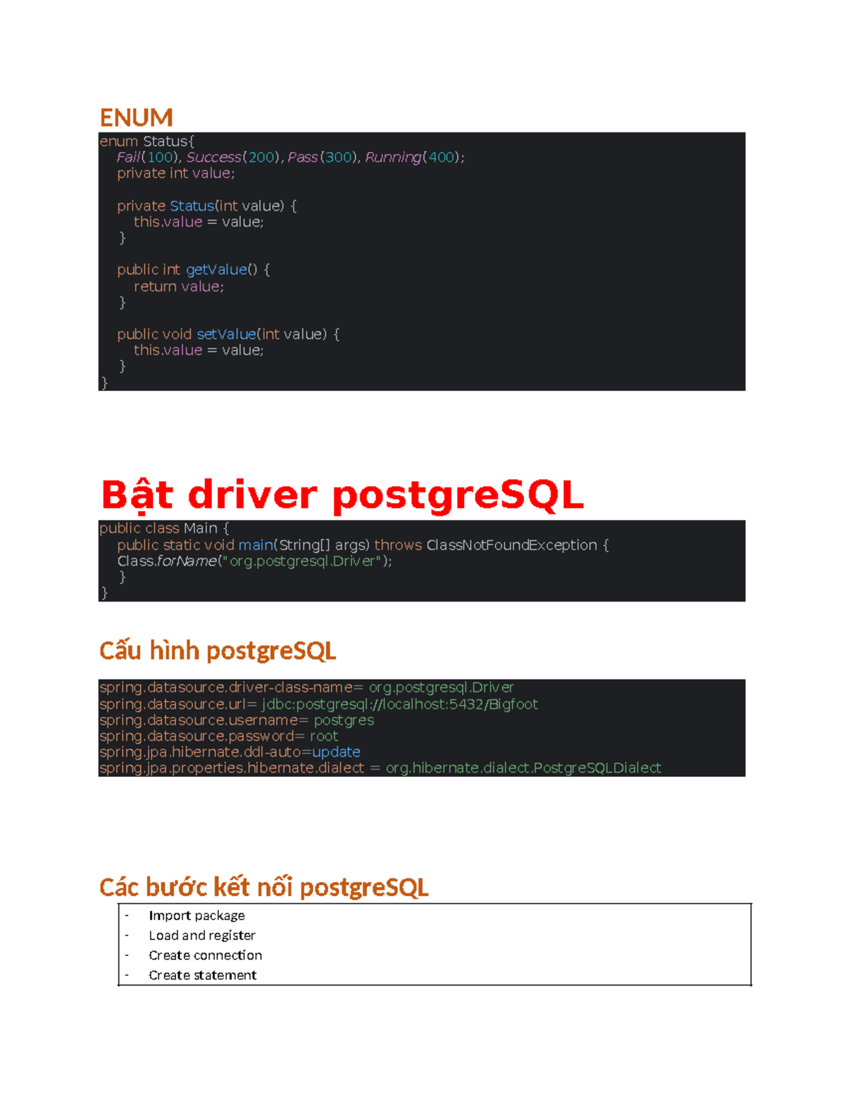 Note Telusko Course - ENUM enum Status{ Fail( 100 ), Success( 200 ), Pass( 300 ), Running( 400 ...