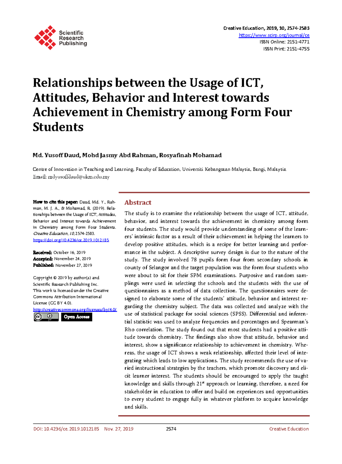 Ce 2019 112617003941 - Creative Education, 2019, 10, 2574- scirp ...