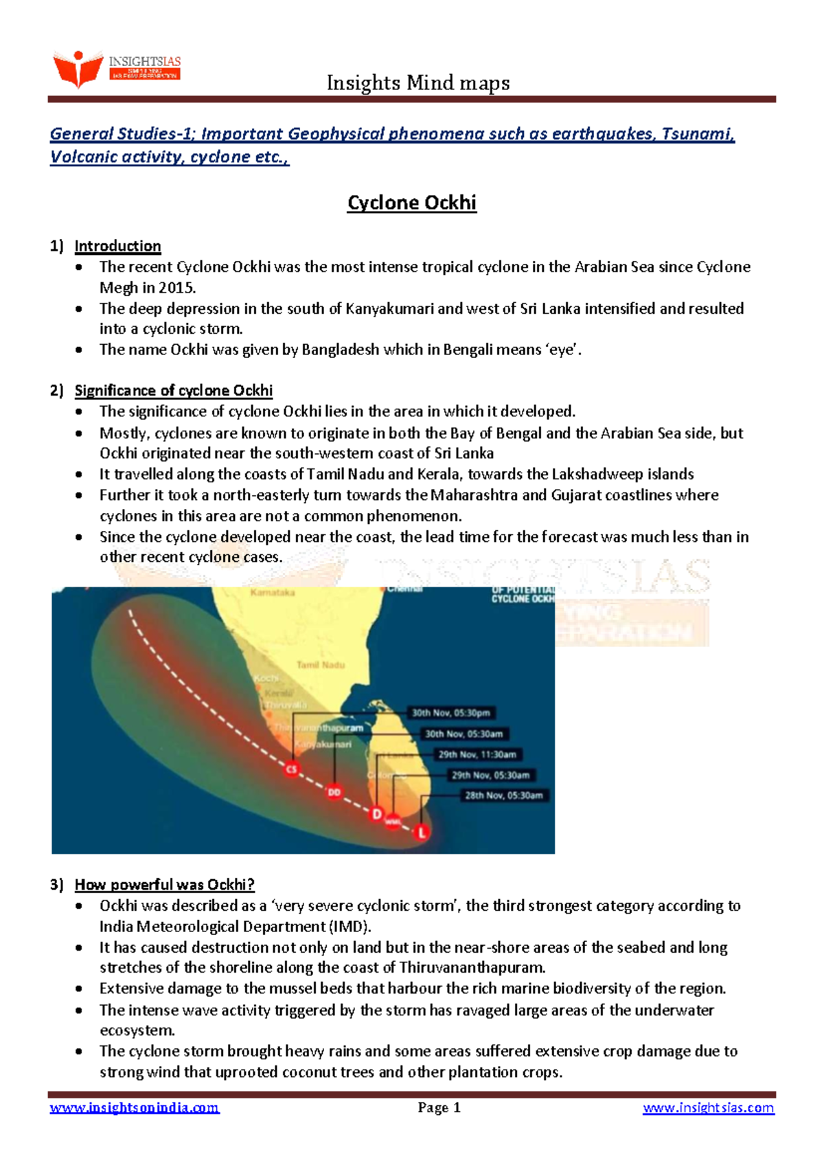 Cyclone-Ockhi - Insights Mind maps insightsonindia Page 1 insightsias ...