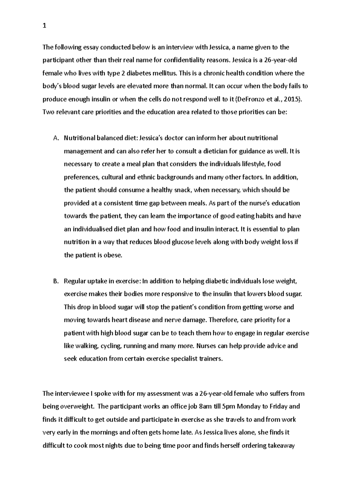 Interview Assignment NRSG372 - The following essay conducted below is ...