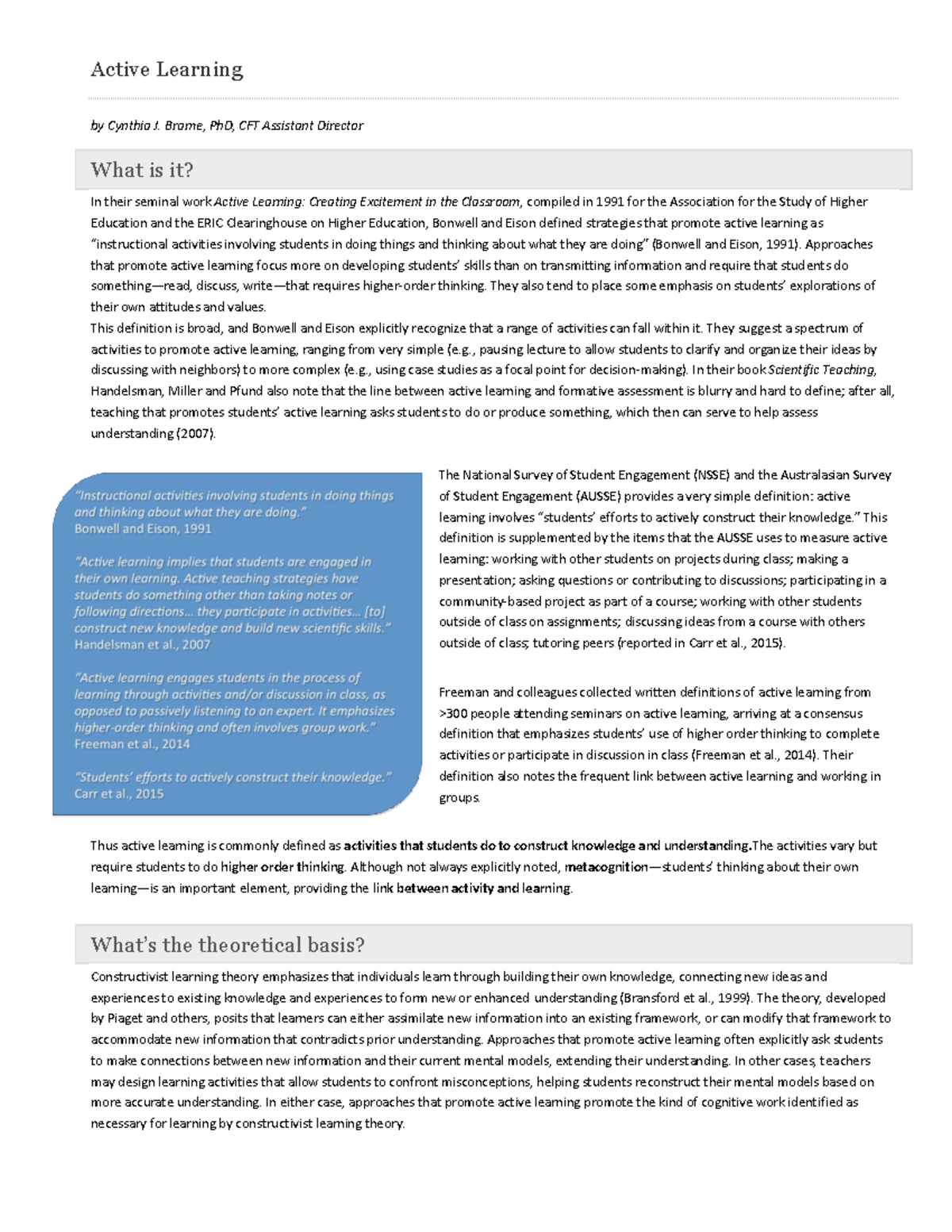 Active-Learning - Active-Learning - Active Learning by Cynthia J. Brame ...