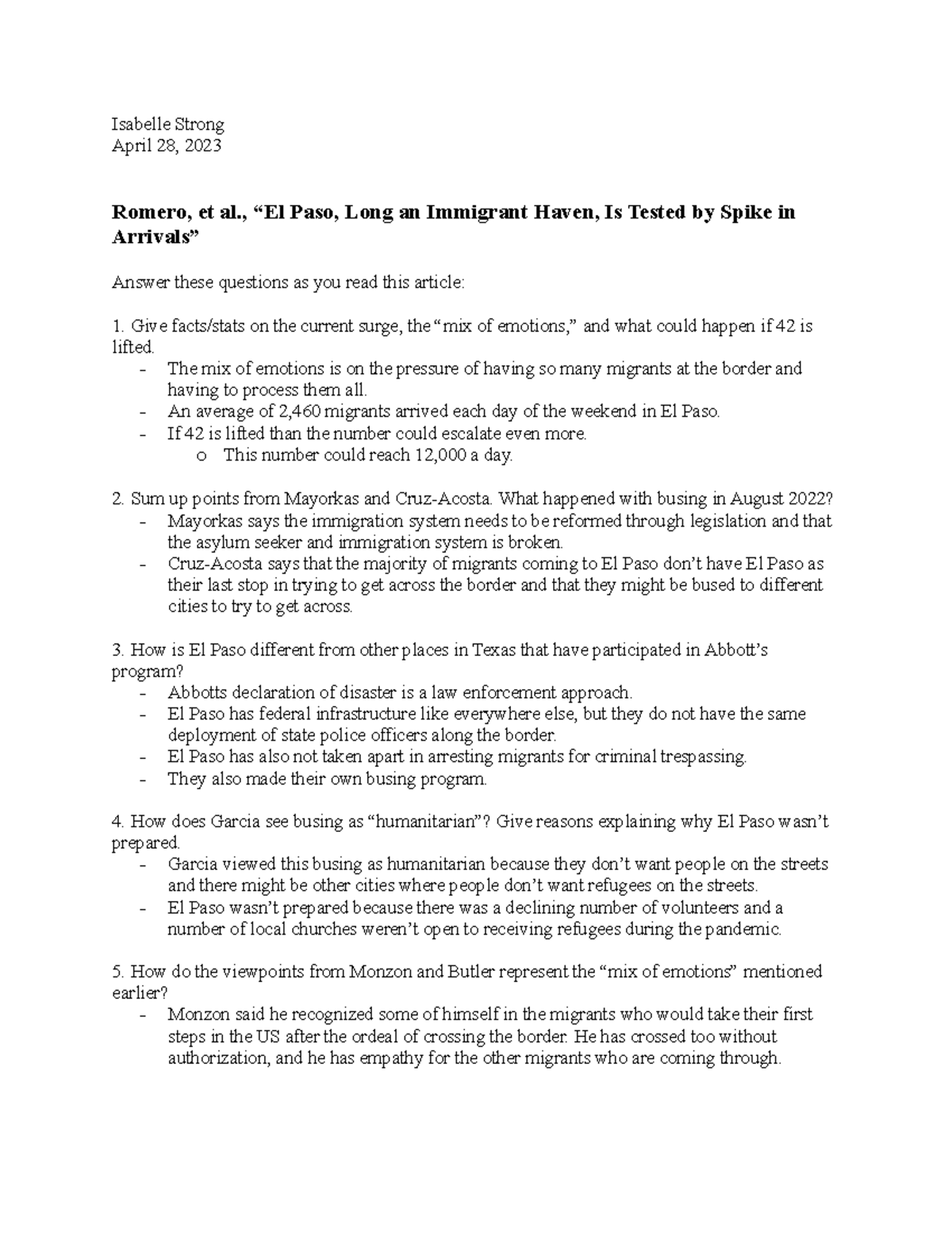 Active Reading - Romero pt 2 - Isabelle Strong April 28, 2023 Romero ...