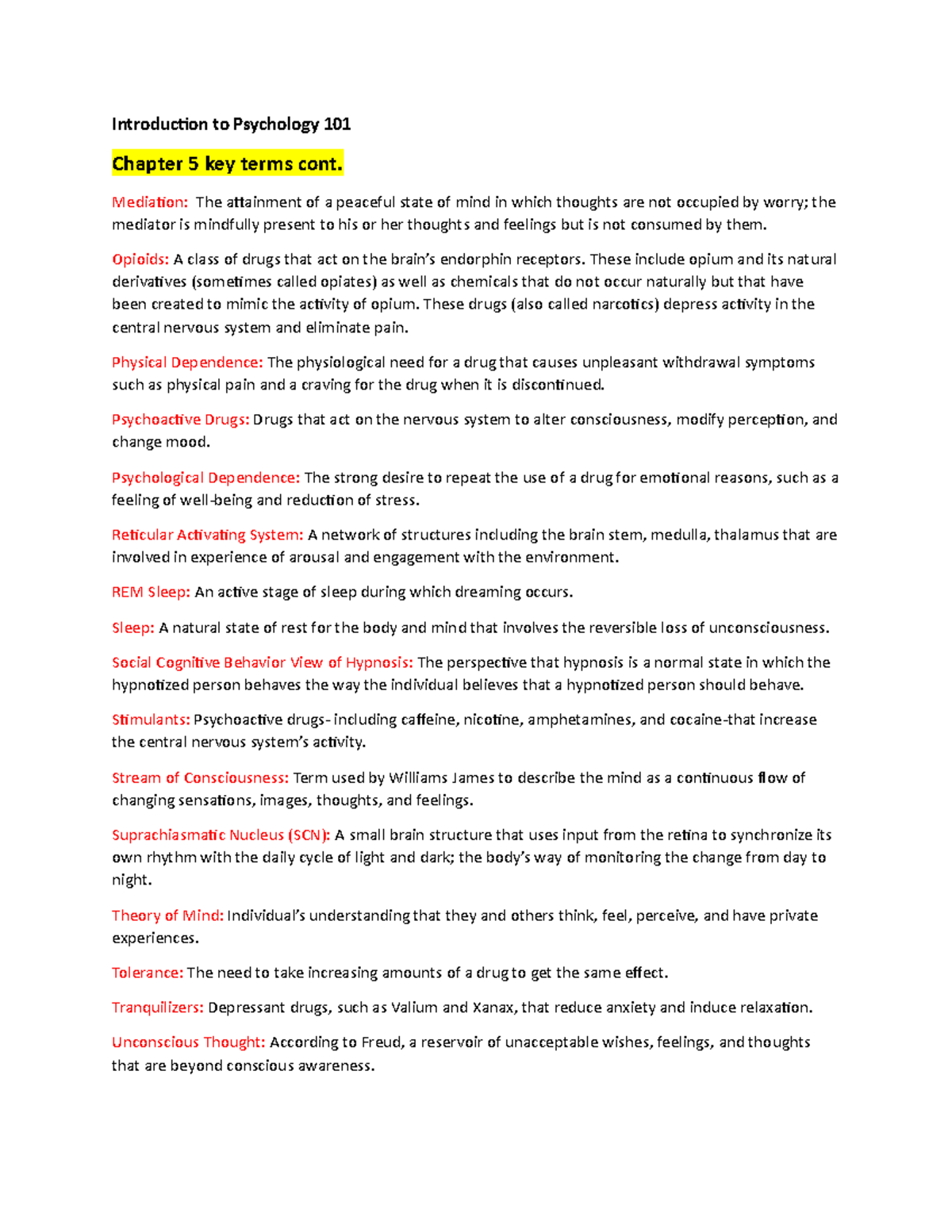 Psych Vocab Ch. 5 Pt 2 - hansen, spring 23, key terms - Introduction to ...