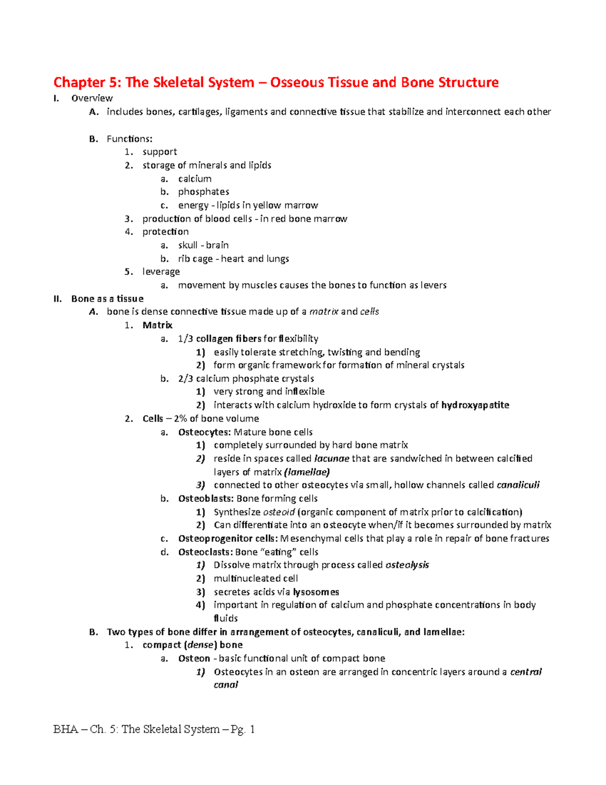 Ch. 5 outline - Lecture notes chapter 5 Basic Human Anatomy - Chapter 5 ...