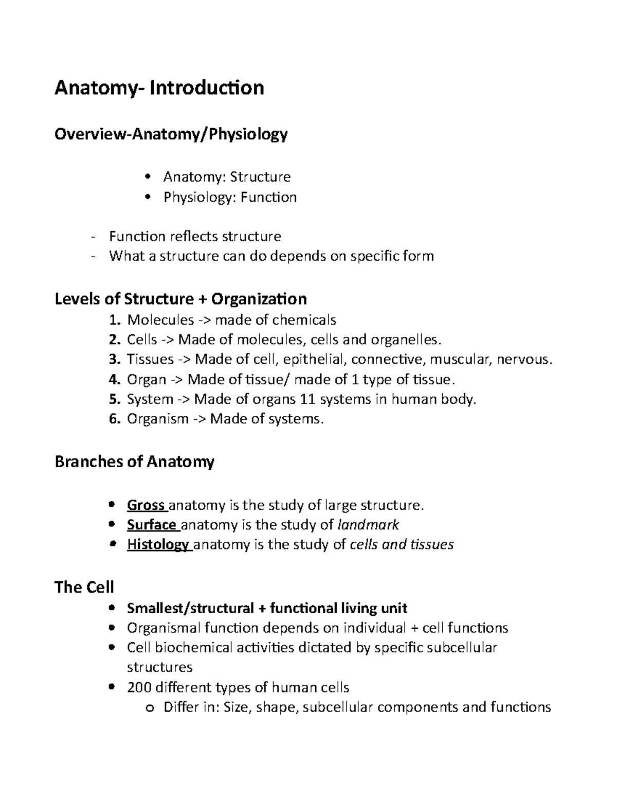 Anatomy Study guide CH. 1 &3 - Anatomy- Introduction Overview-Anatomy ...