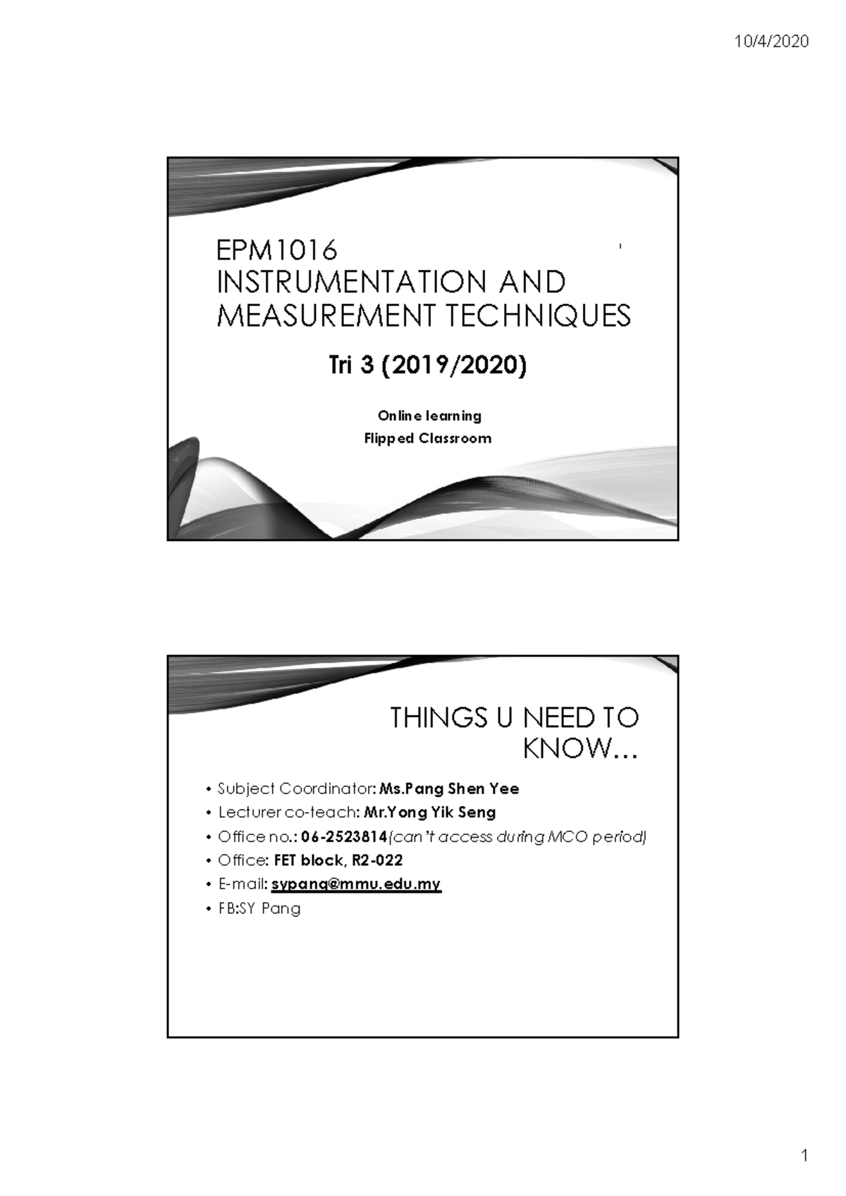 Part 1 A - Lecture Note, Chap 1 - EPM INSTRUMENTATION AND MEASUREMENT ...