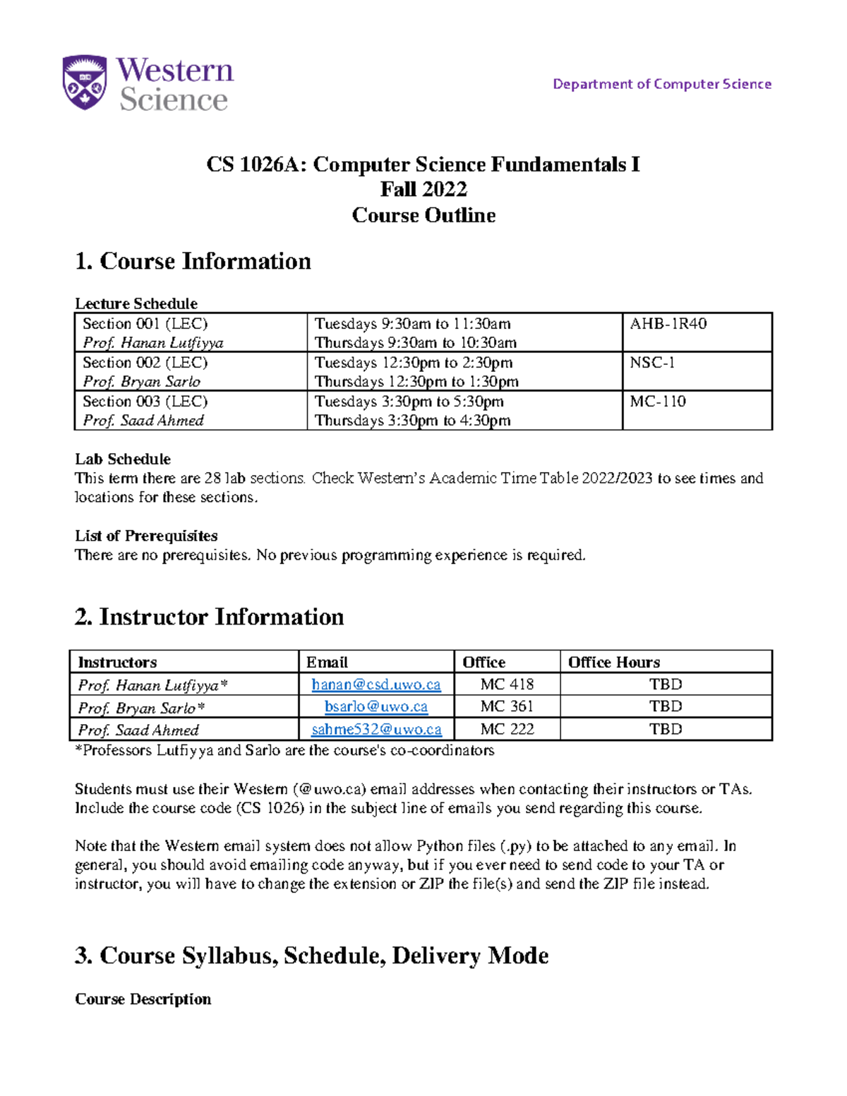 Cs1026 - computer science 1026 syllabus - Department of Computer ...