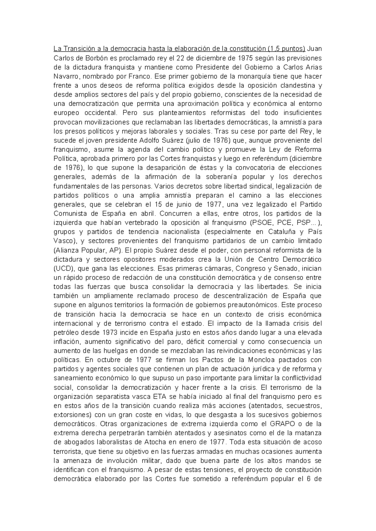 Tema10 Transicion A La Democracia La Transición A La Democracia