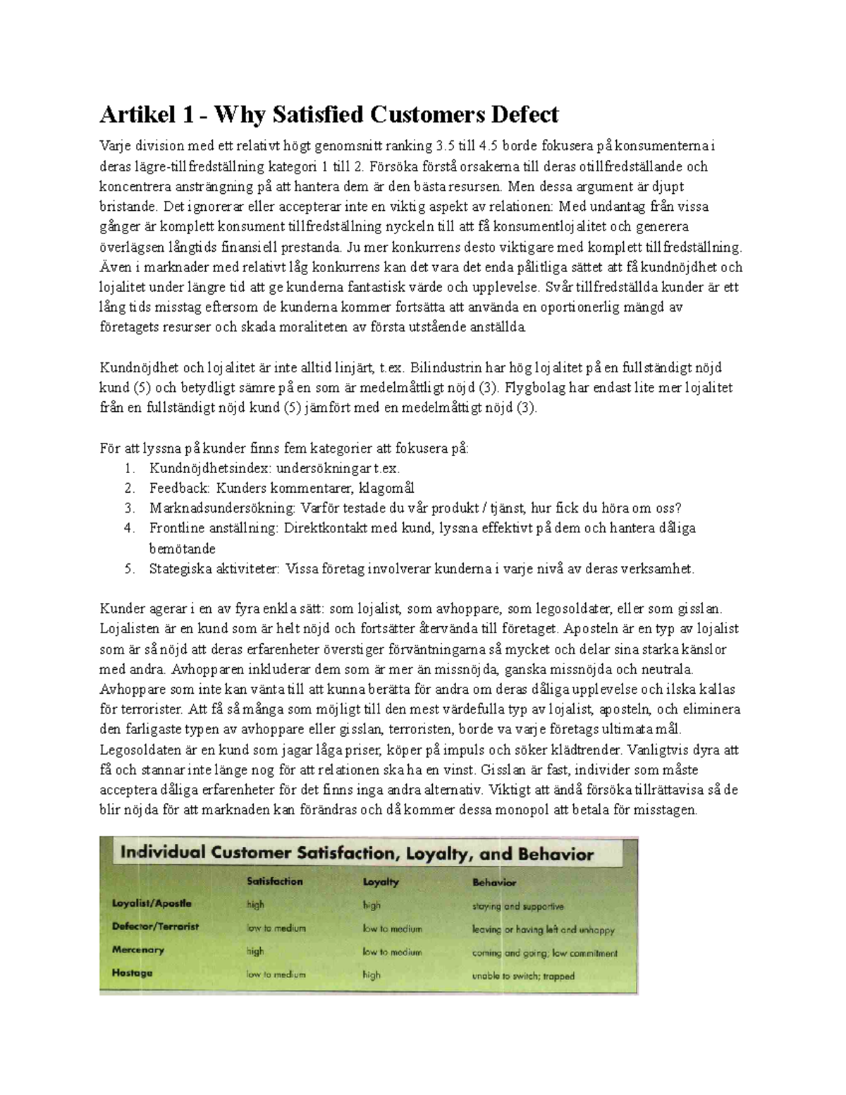 FEKG21 -Anteckningar begrepp från artiklar - Artikel 1 - Why Satisfied ...