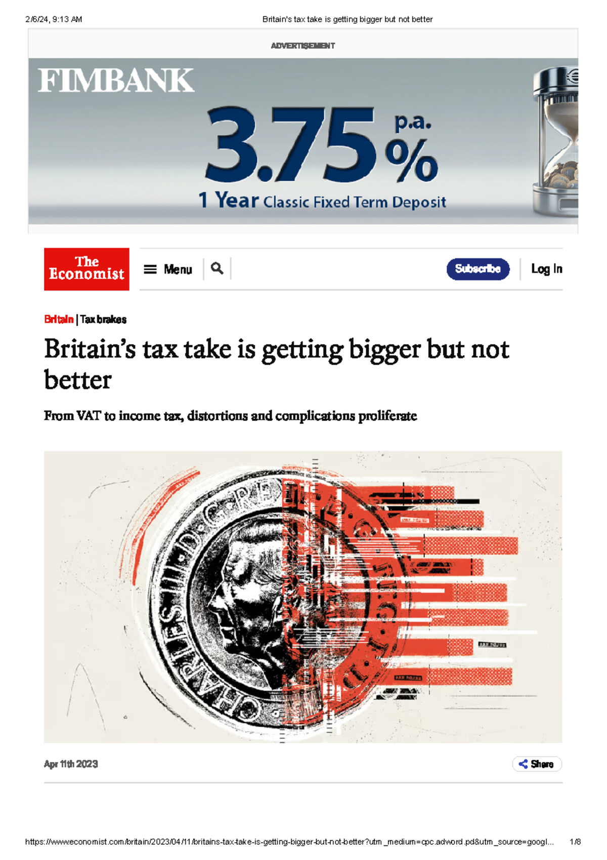 Britain’s tax take is getting bigger but not better - Menu Subscribe ...