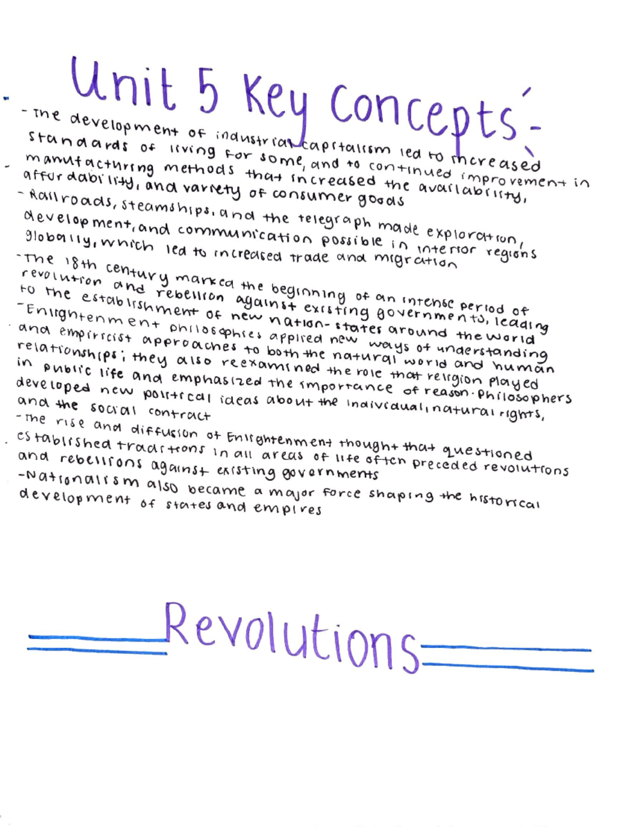 Unit 5 key concepts - These are unit summaries I created to aid in my ...