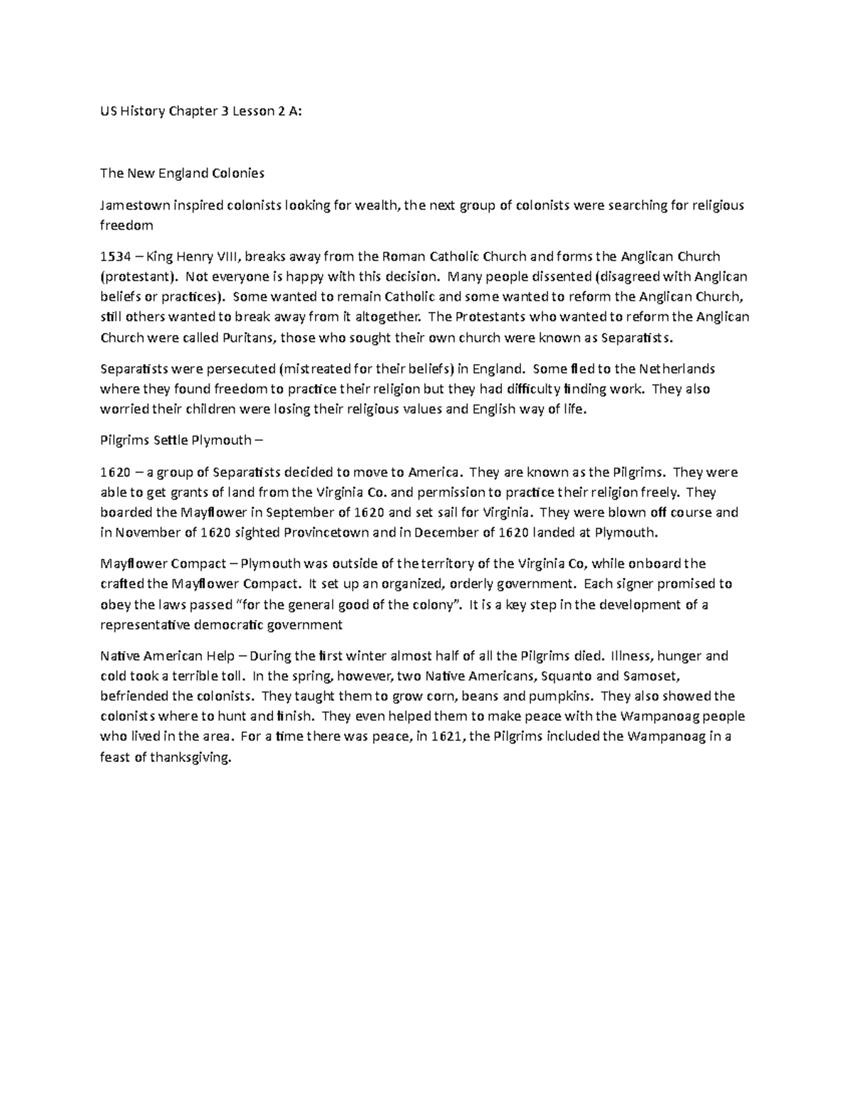 Us history chapter 3 lesson 2 a - US History Chapter 3 Lesson 2 A: The ...