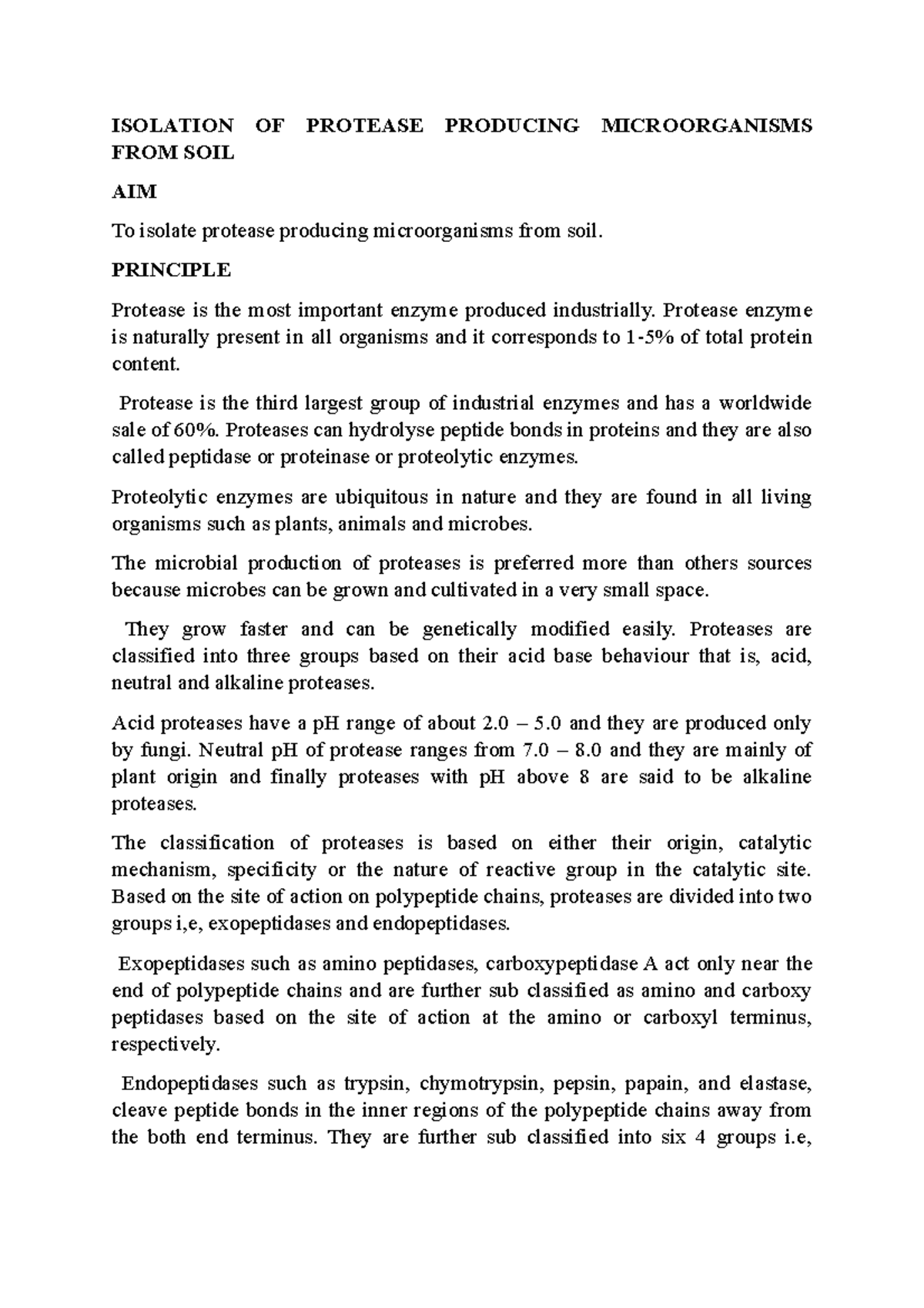 Isolation of protease - MATERIALS REQUIRED , AIM , PRINCIPLE AND ...