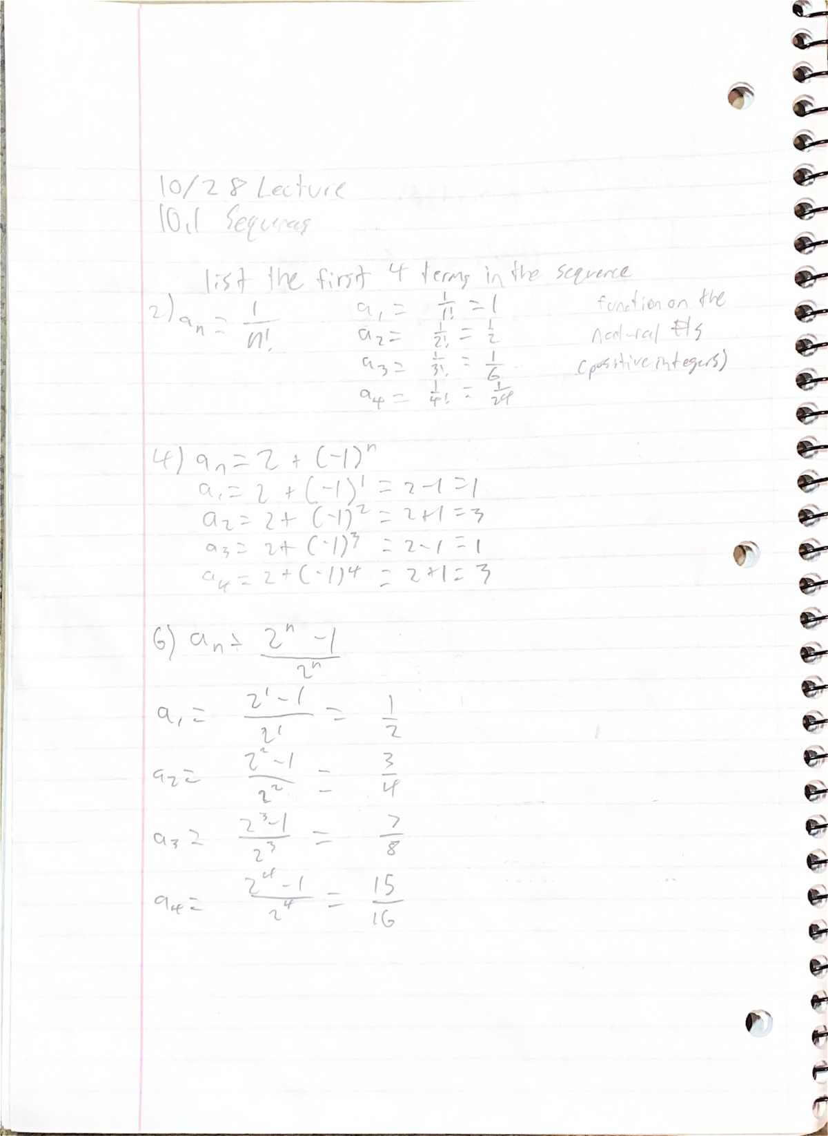 Calc 3 Notes Part 4 Postero Lecture 10cl Sequess List The First 4 Terms In The Sequence