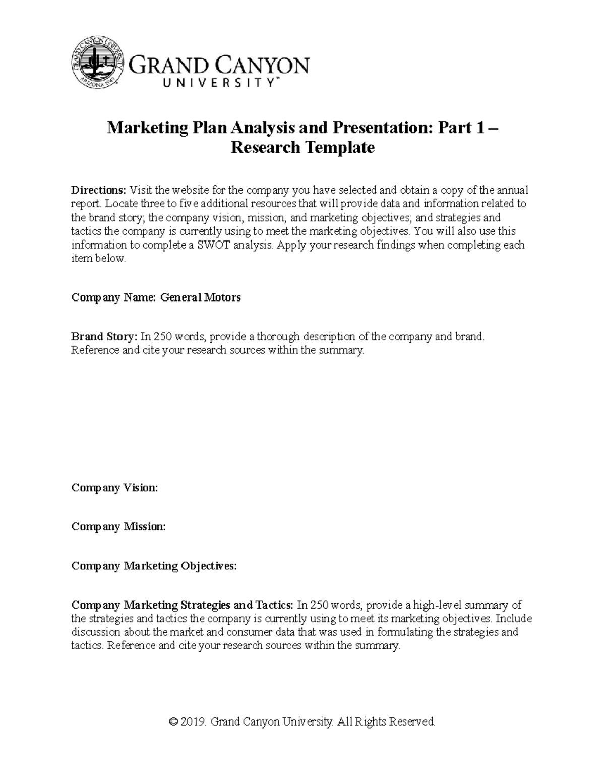 MKT 315 RS Marketing Plan Analysis and Presentation Part 1 Research ...