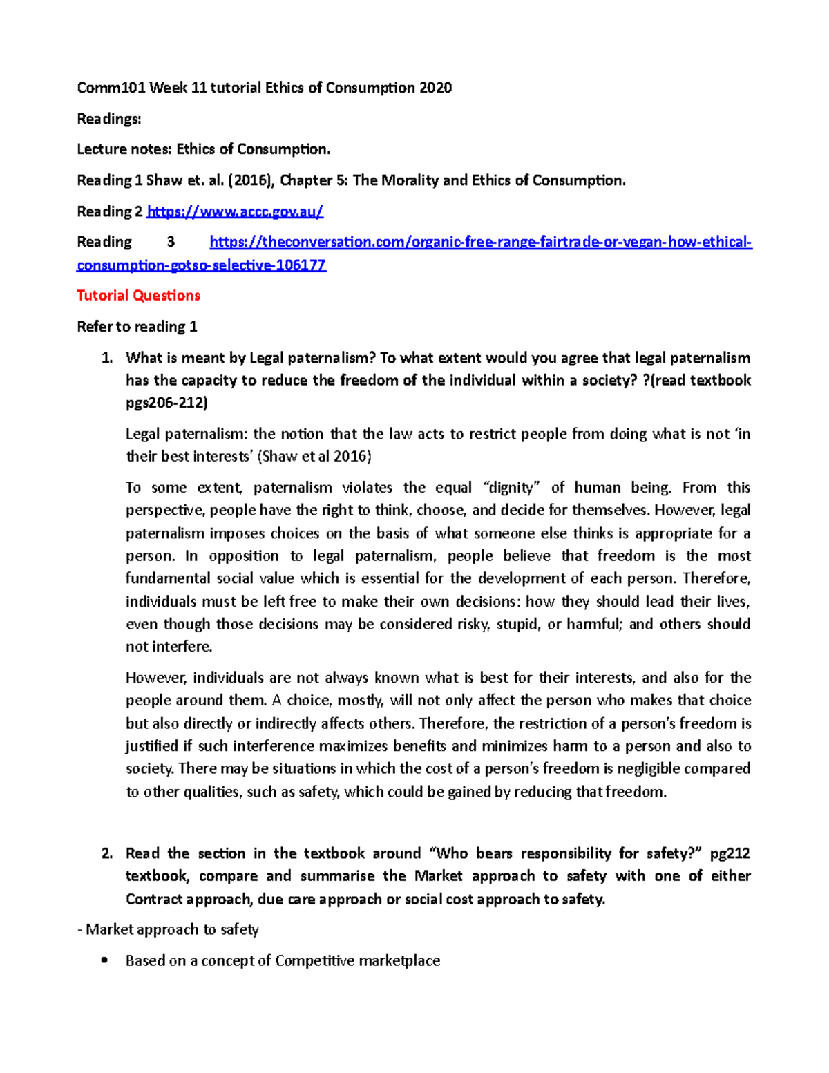 Comm101 tutorial week 11 - Comm101 Week 11 tutorial Ethics of ...