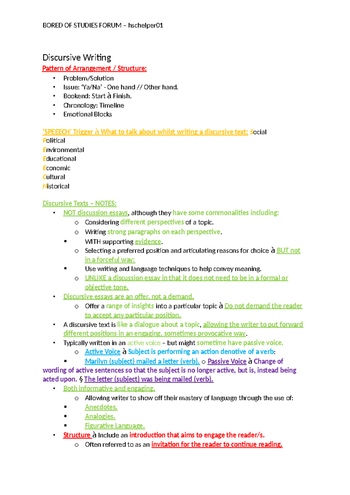 Discursive Writing - Module C - BORED OF STUDIES FORUM – hschelper ...