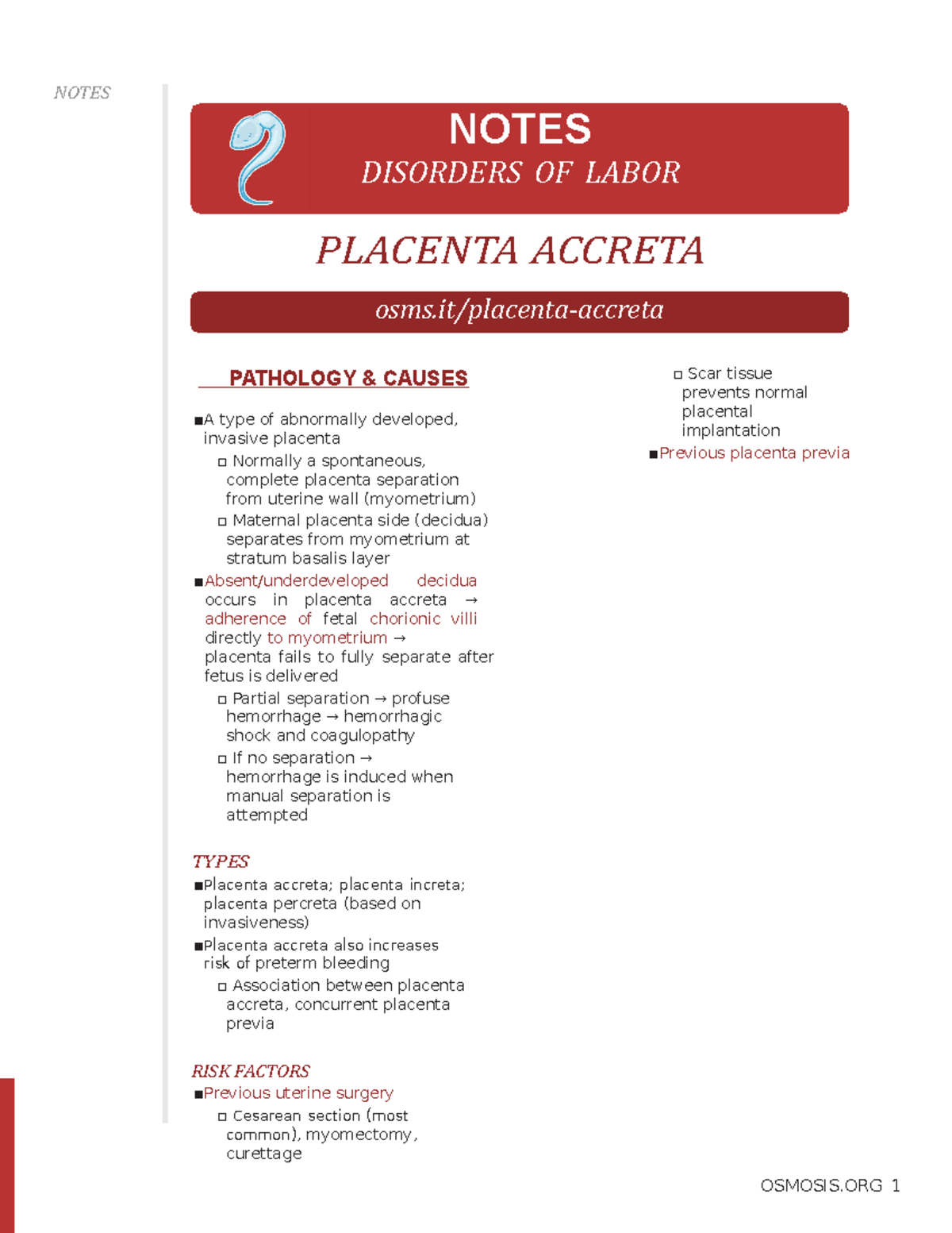Disorders of labor - Tugas - ####### OSMOSIS 1 NOTES DISORDERS OF LABOR ...