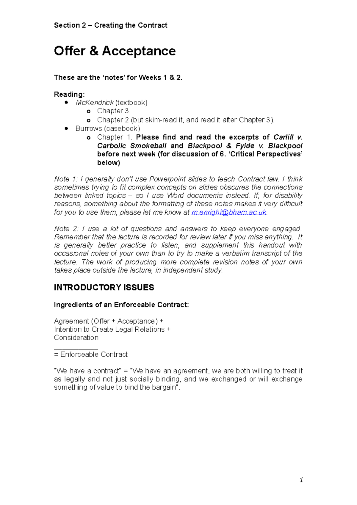 2 Offer Acceptance-1 - Offer & Acceptance These are the ‘notes’ for ...