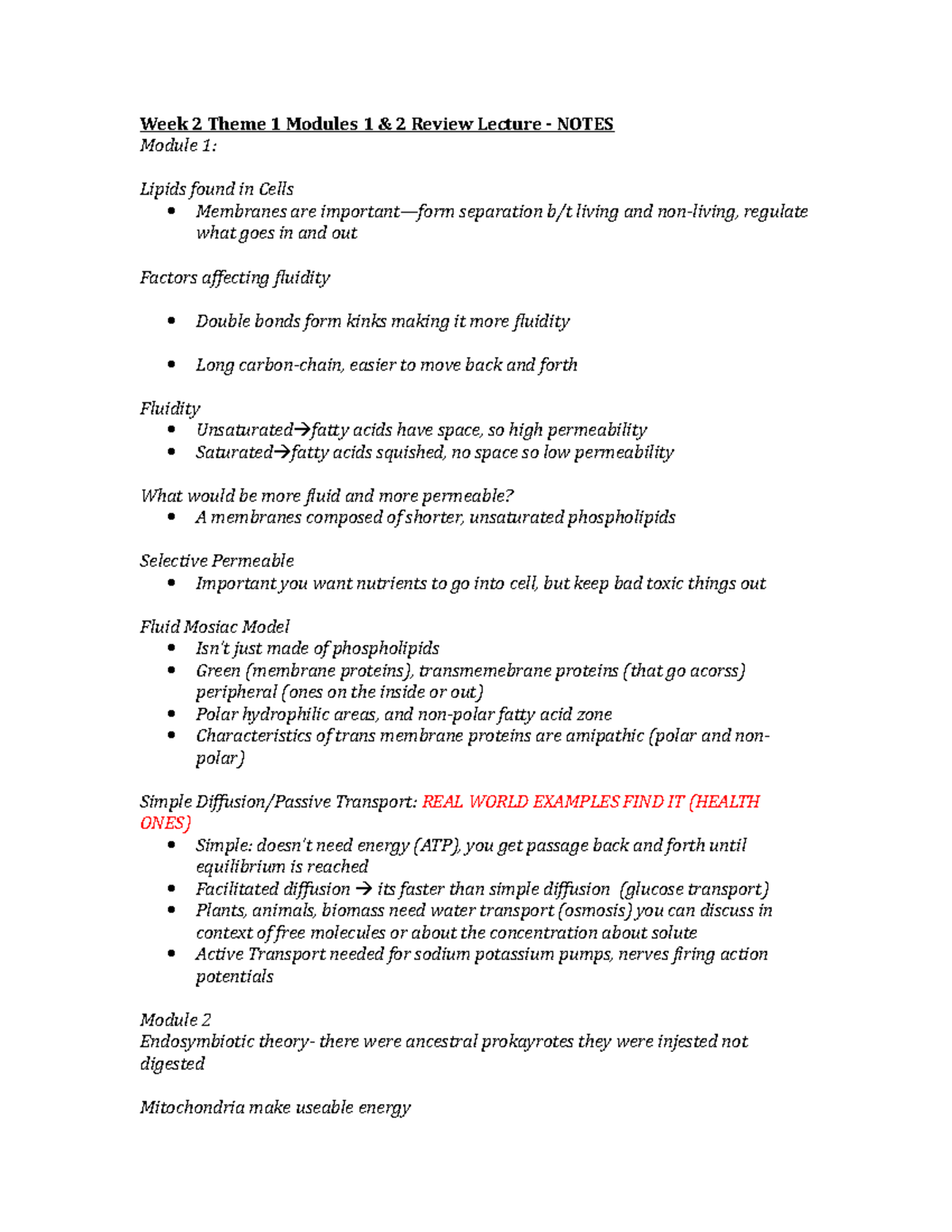 Week 2 Theme 1 Modules 1 & 2 Review and Applied Lectures- Notes - Week ...
