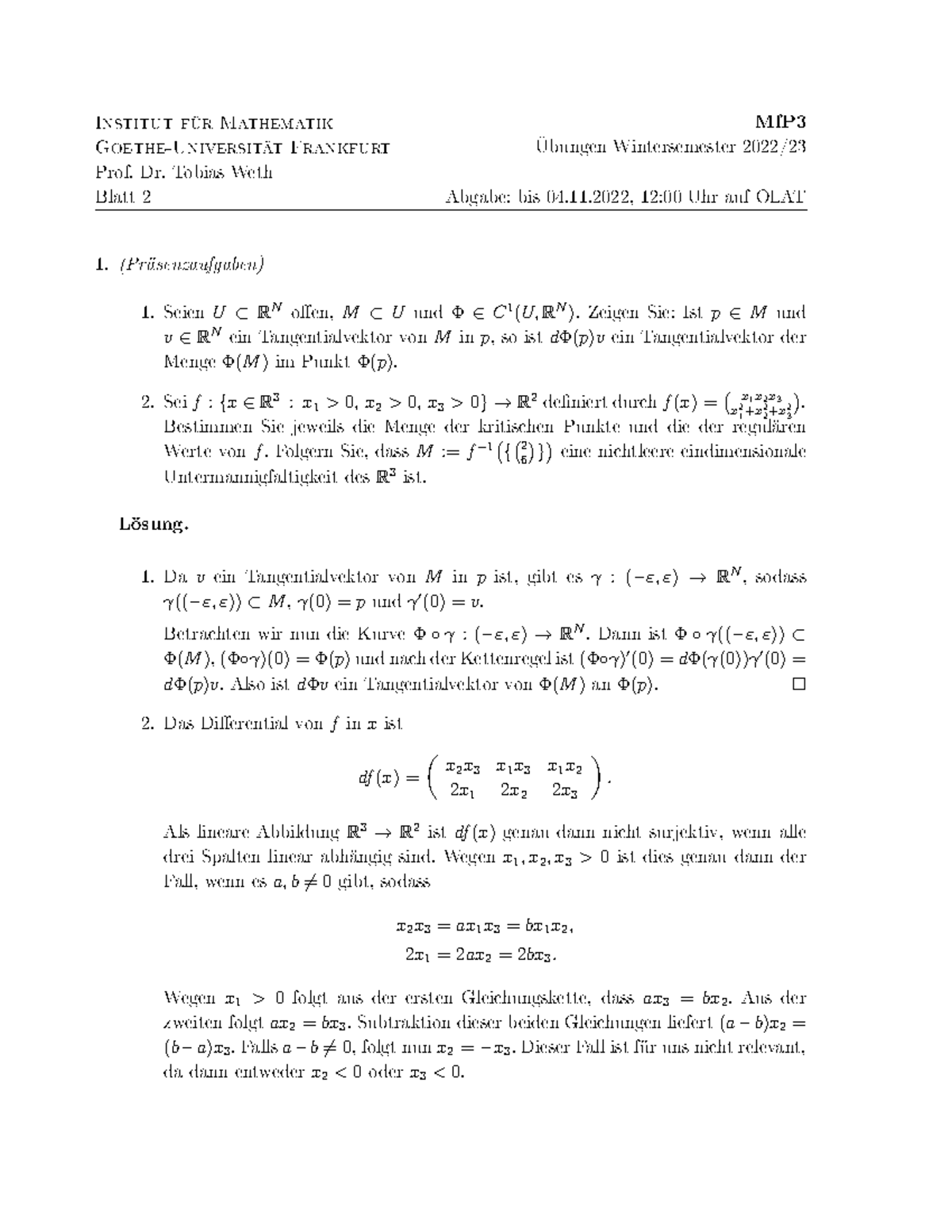 Mathe 3 Blatt 02 Lösung - ♥st t t ür t ♠ t ♦ t ♥ rs tät r ♥ rt Pr♦ r ♦ s t - Studocu