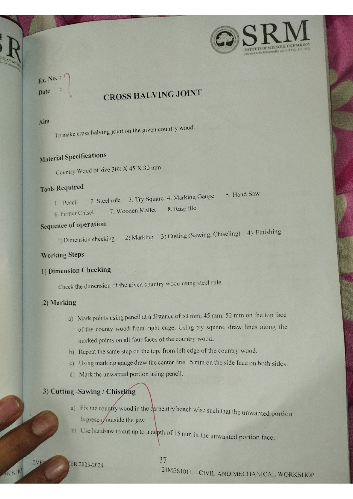 Civil cross halving joint - Civil And Mechanical Engineering Workshop ...