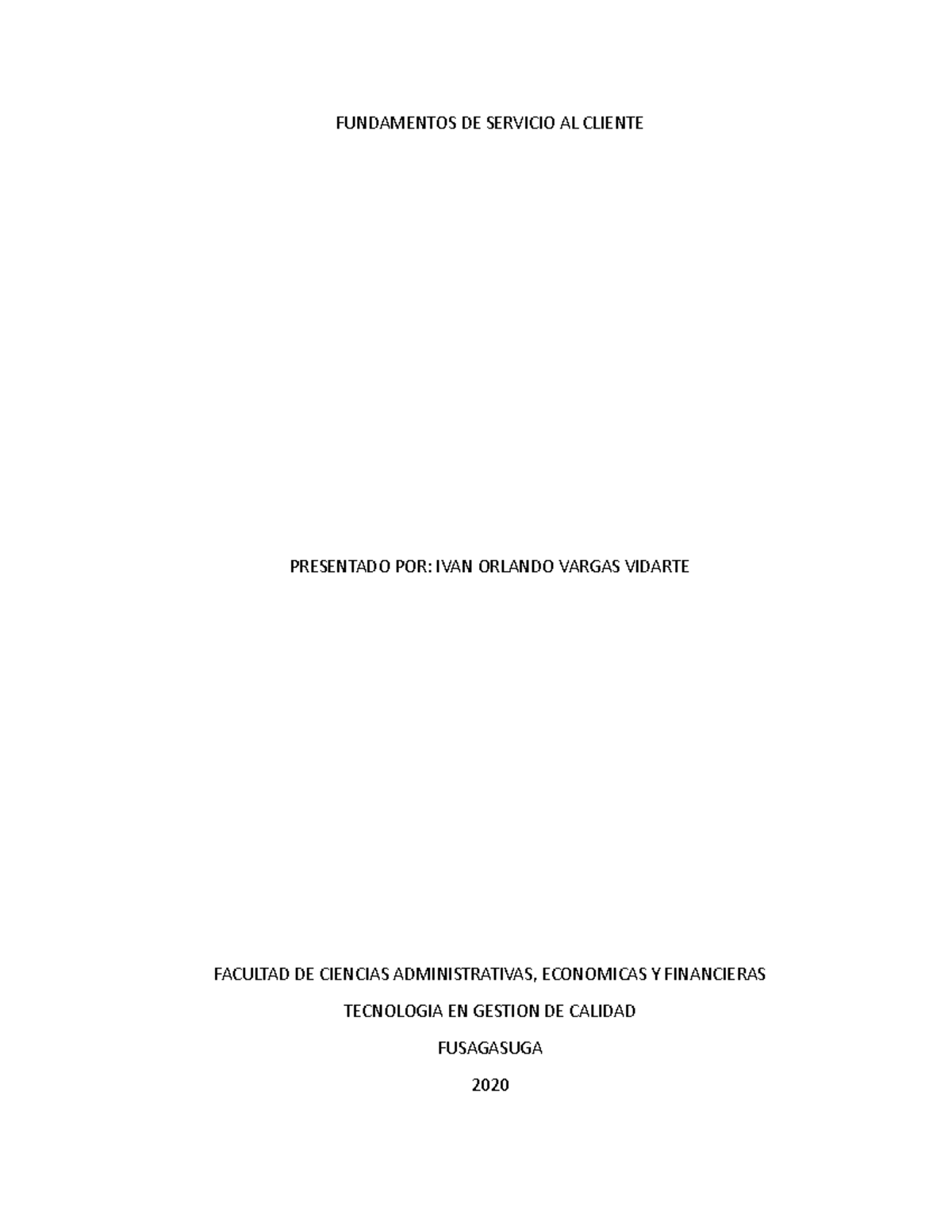Trabajo servicio al cliente - FUNDAMENTOS DE SERVICIO AL CLIENTE ...